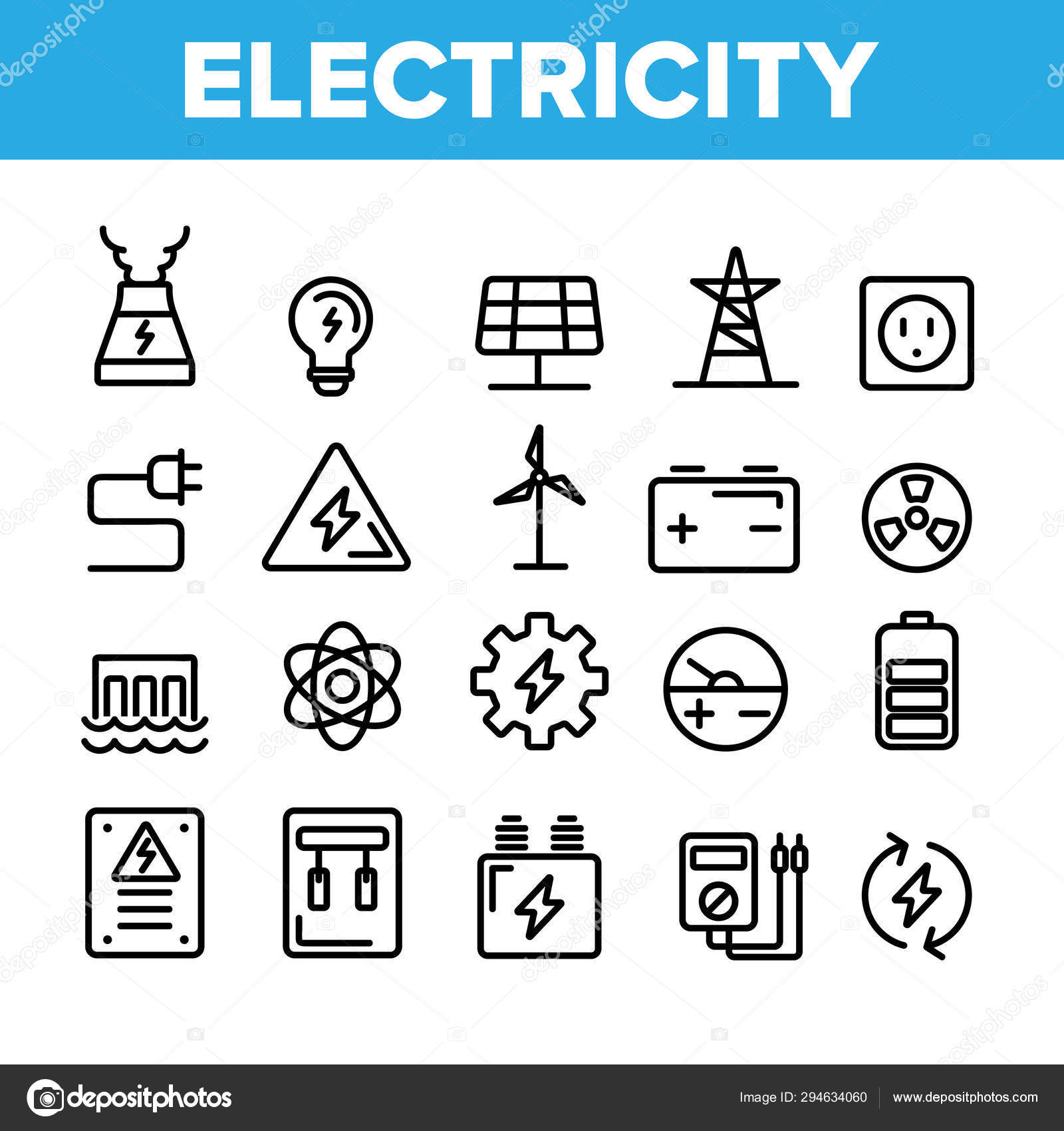 Koleksi Ikon Industri Listrik Mengatur Vektor Vektor Stok oleh ...