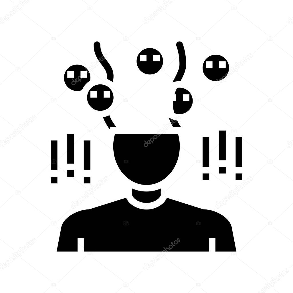 fobia problemas psicol gicos vector icono glifo. fobia signos de problemas psicol gicos ...