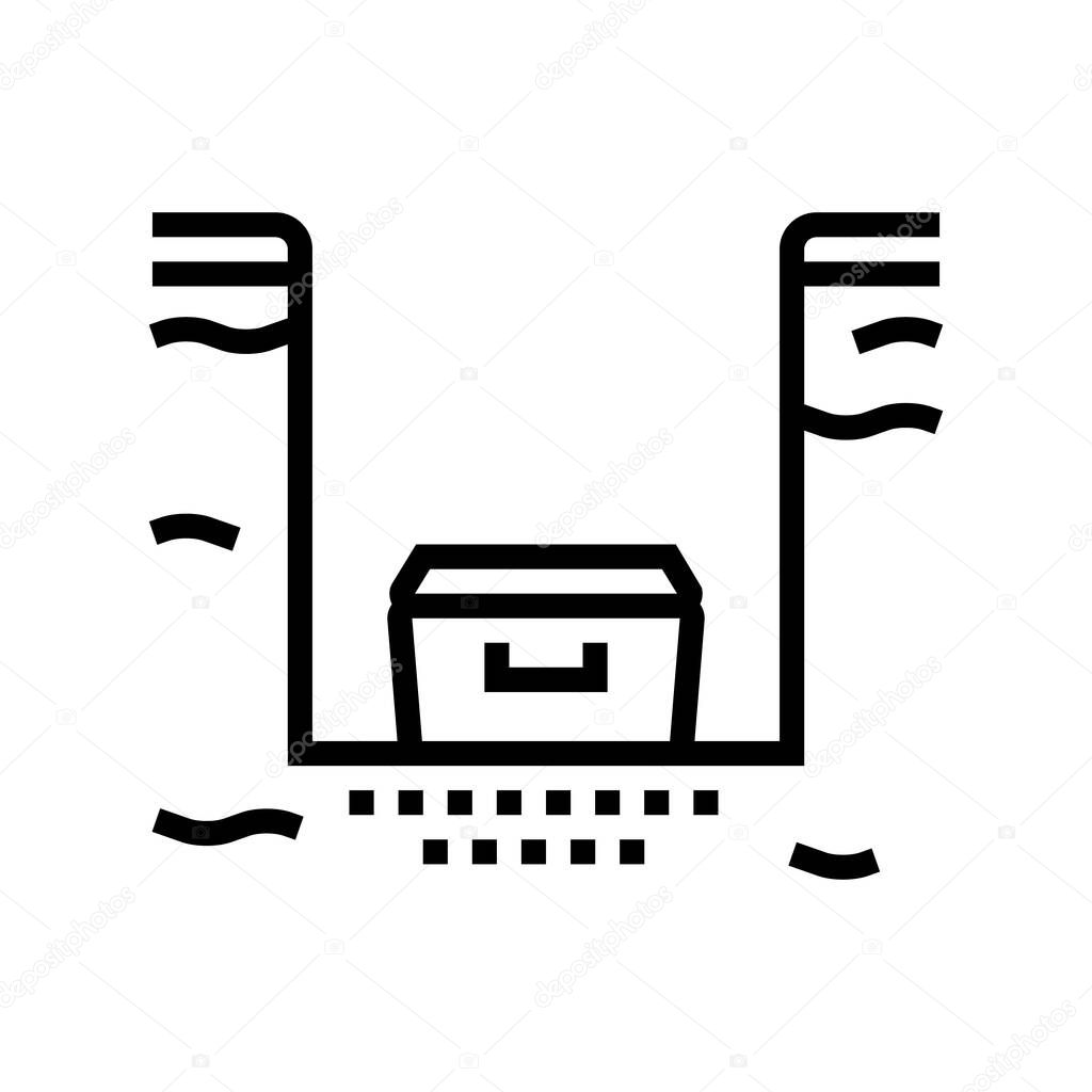 ataúd en sepultura vector icono de la línea de boxes. ataúd en el ...