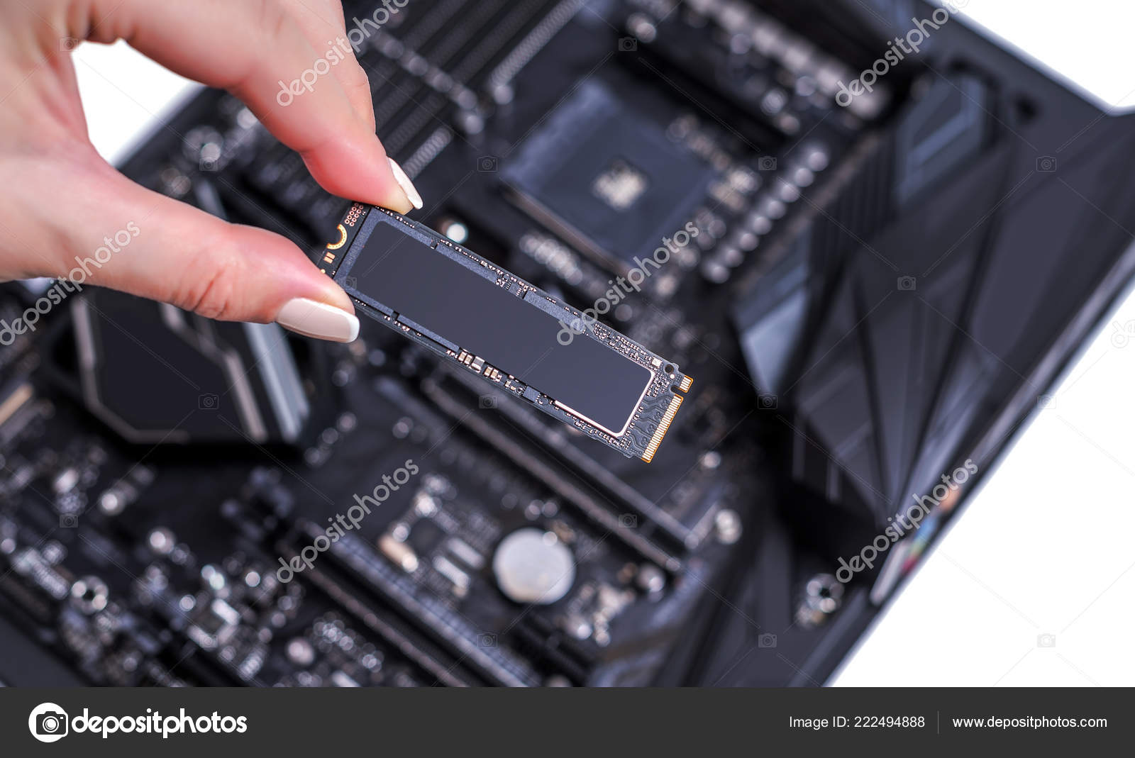 Hard disk SSD m2 on the motherboard background. — Stock Photo ...