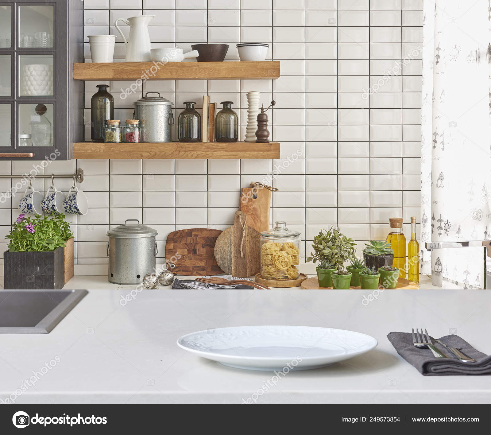 Background Modern Table Modern Kitchen Accessories Interior Design ...