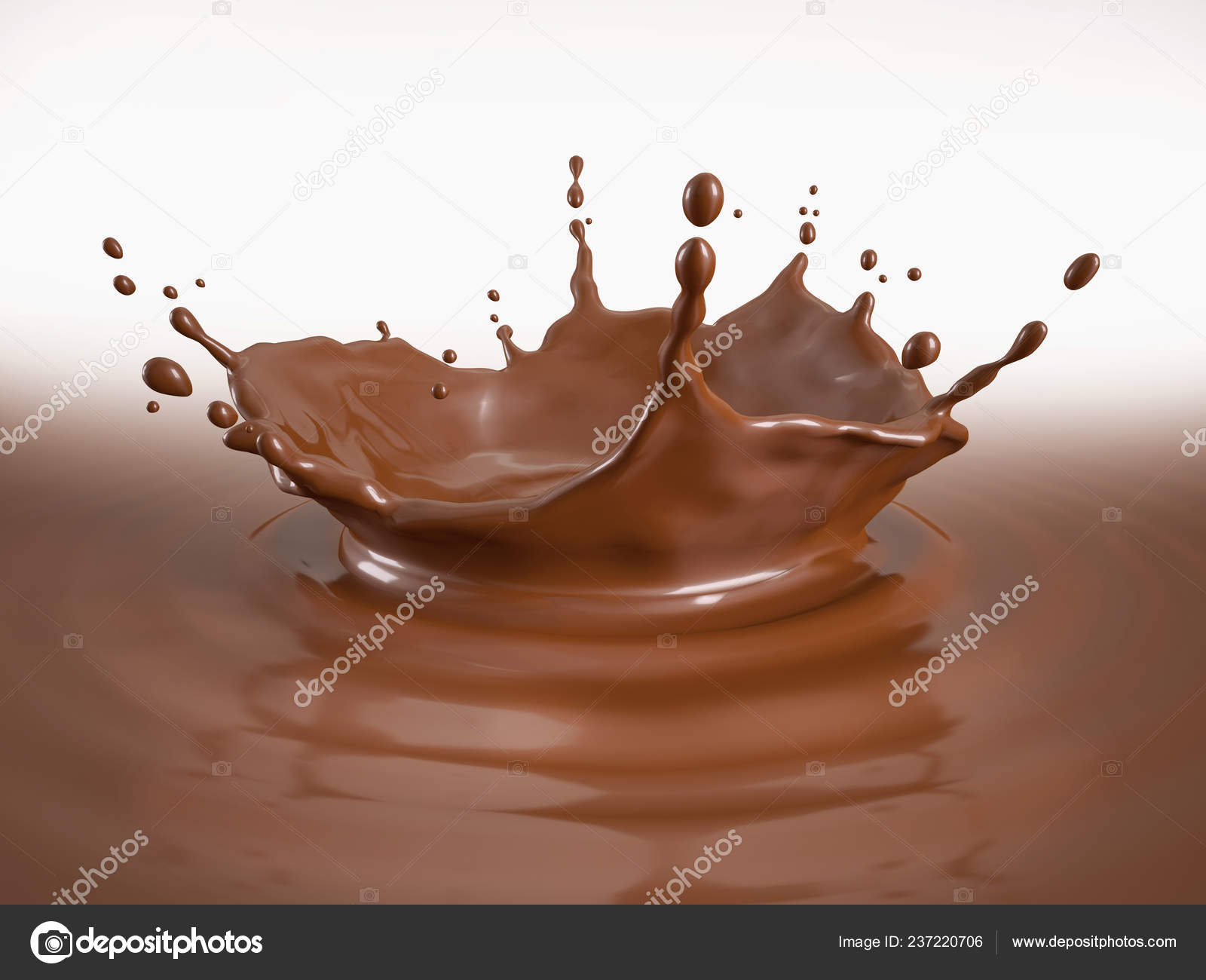 Liquid Chocolate Pool Crown Splash Ripples Bird Eye View Isolated Stock ...
