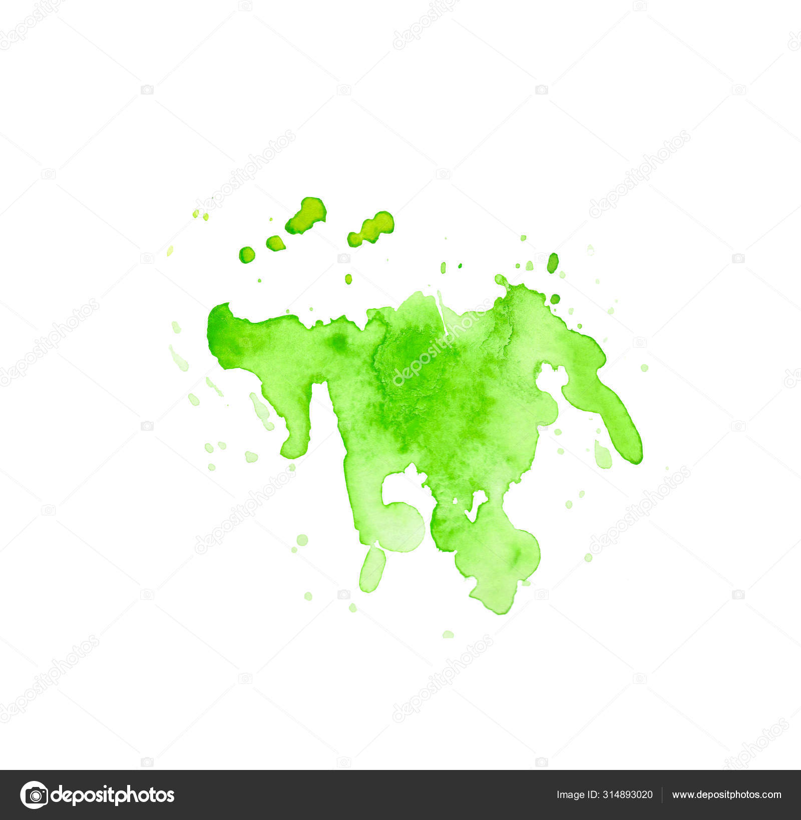 Watercolor green texture, spots and splashes. Design for wedding Stock ...