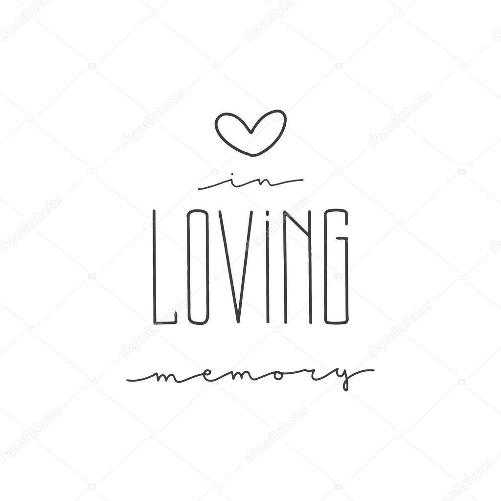 Escribiendo con la frase "En memoria amorosa". Ilustración vectorial. 2023