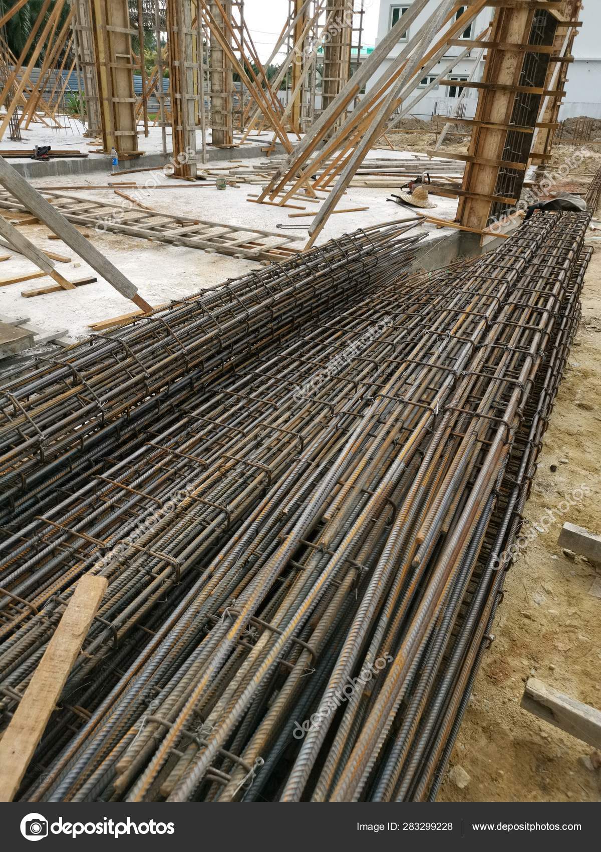 Primarily Reinforced Foundation Base Pillar Building — Stock Photo ...