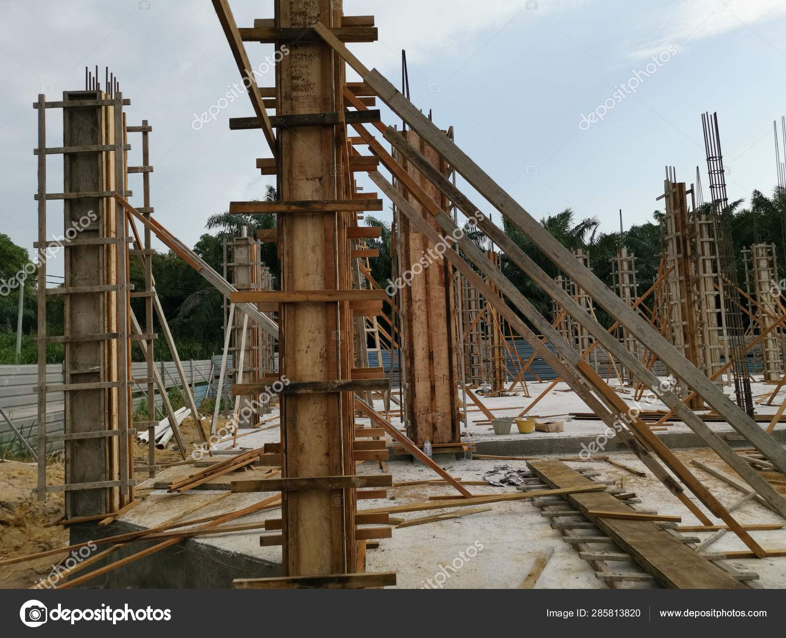 Primarily Reinforced Foundation Base Pillar Construction Site — Stock ...