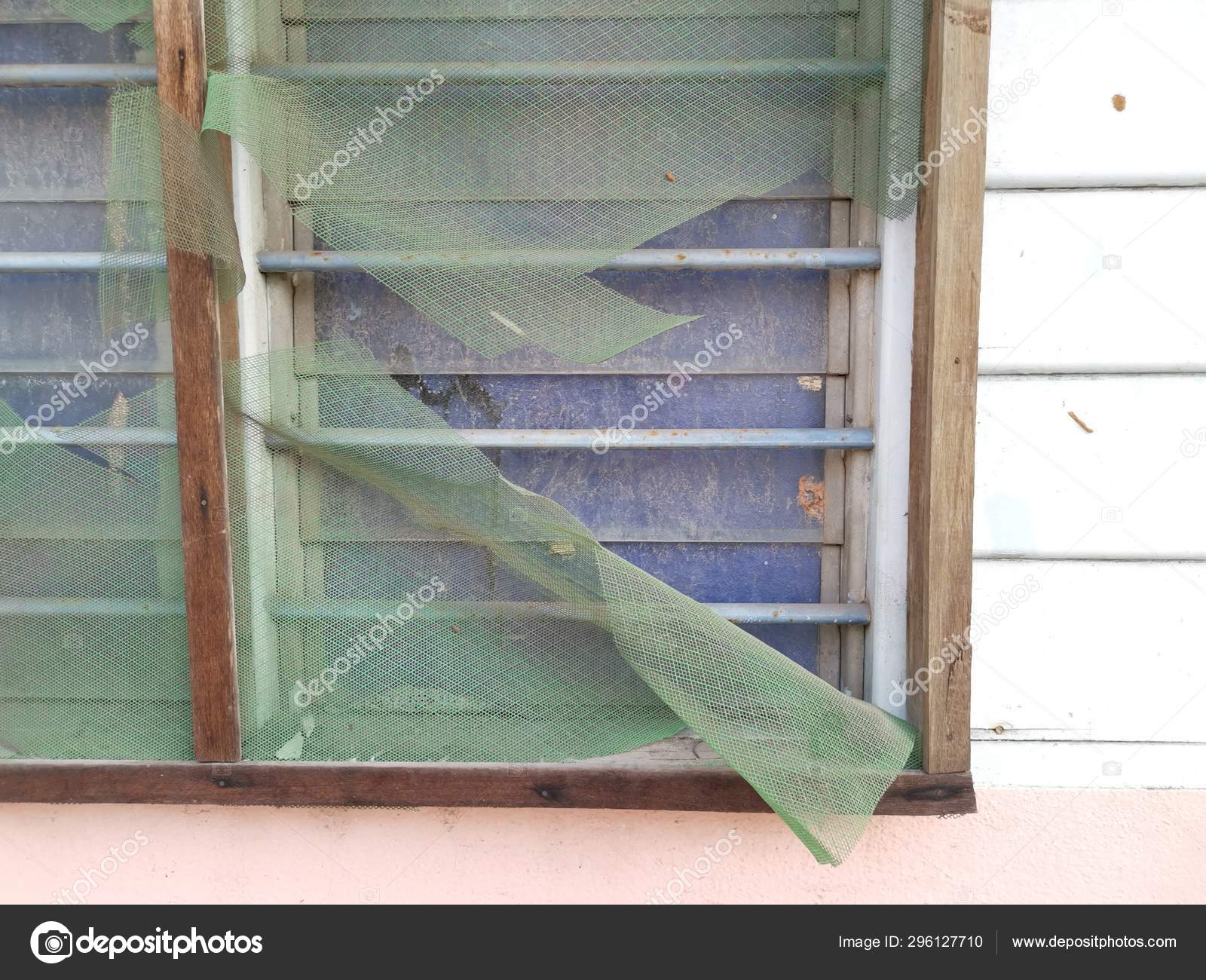Broken Glass Window Torn Moquito Netting Stock Photo by ©sweemingyoung ...