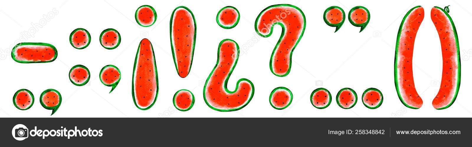 Watercolor Spanish Punctuation Marks Period Question Mark Exclamation ...