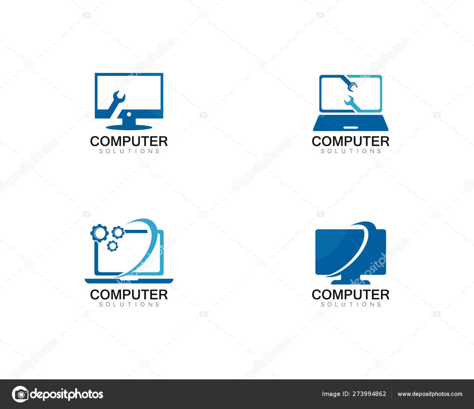 Vector computer and laptop repair logo template icon illustratio Stock ...