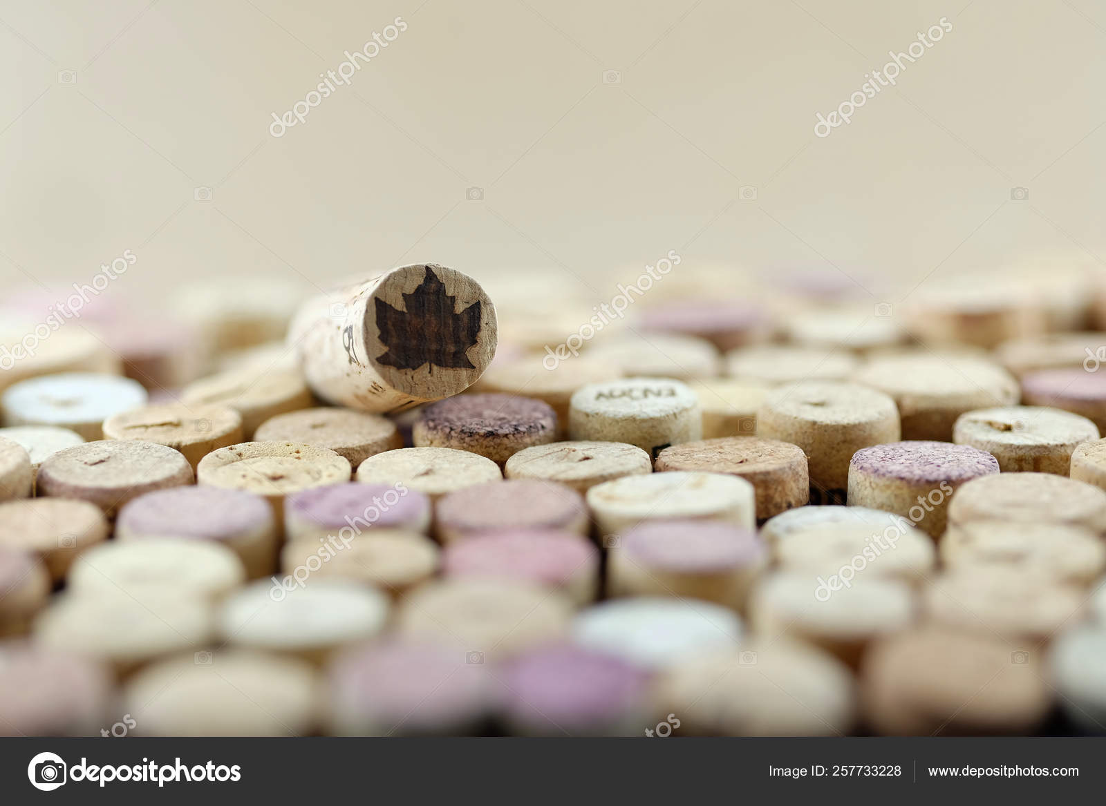 Closeup Macro Cork Printed Canadian Maple Leaf Wine Corks Mosaic ...