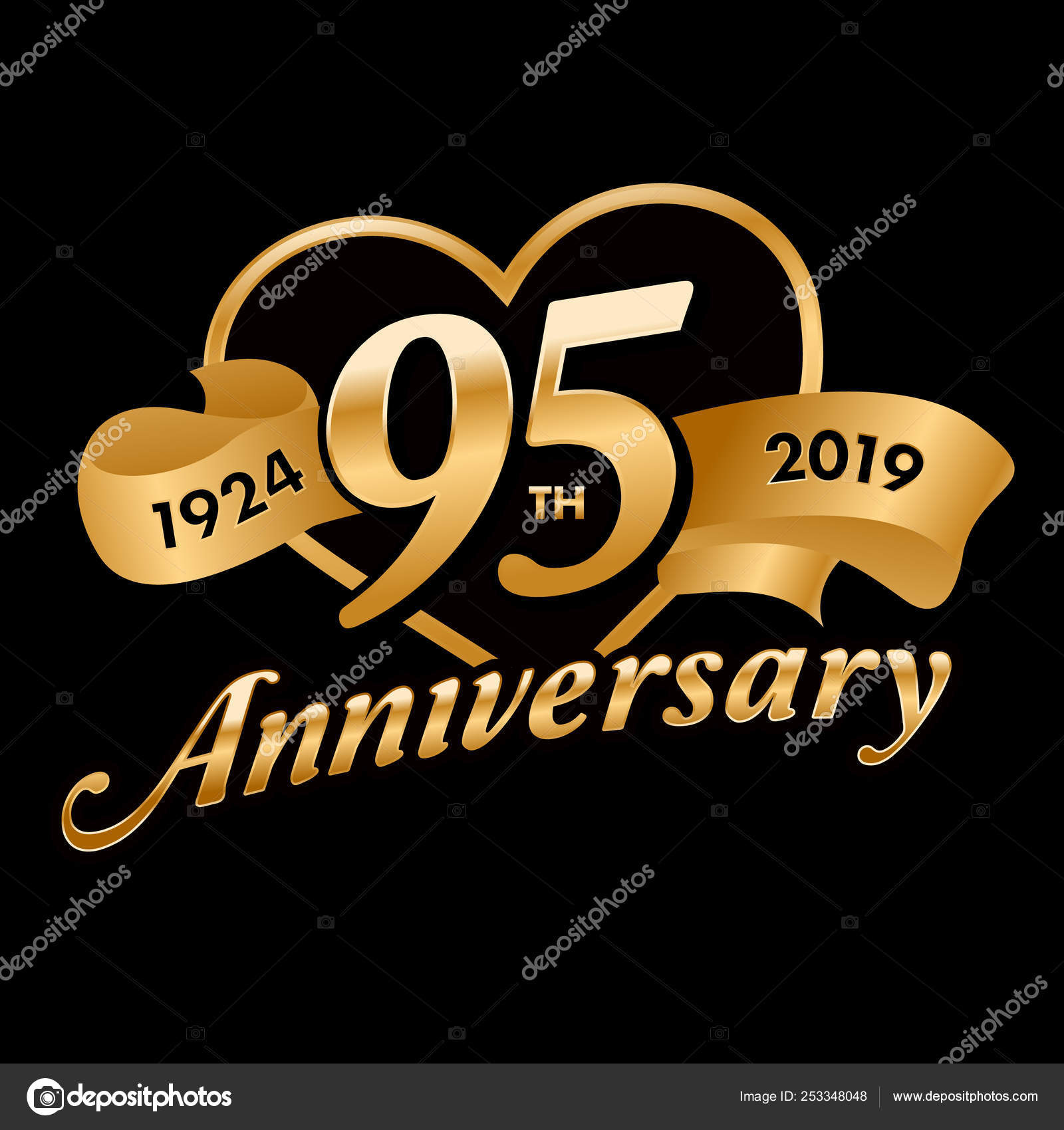 Image vectorielle Symbole 95E Anniversaire Avec Ruban Doré par ...