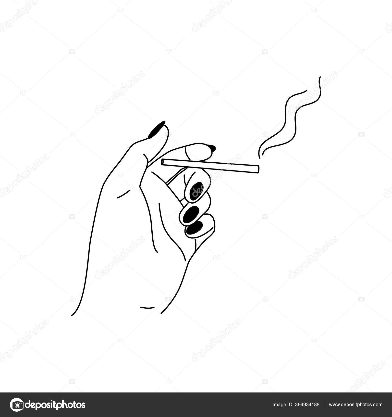 Girl Hand Holding Cigarette Drawing
