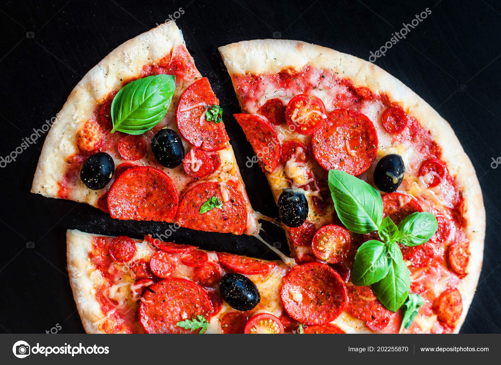 Traditional Italian Pepperoni Pizza Dark Background — Stock Photo ...