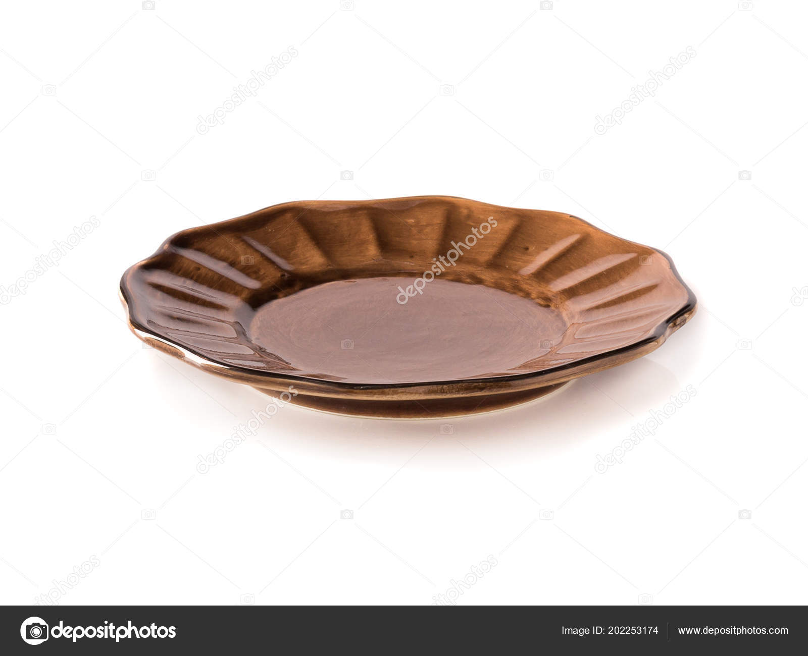 Minimalistic Brown Ceramic Plate White Background Stock Photo by ...