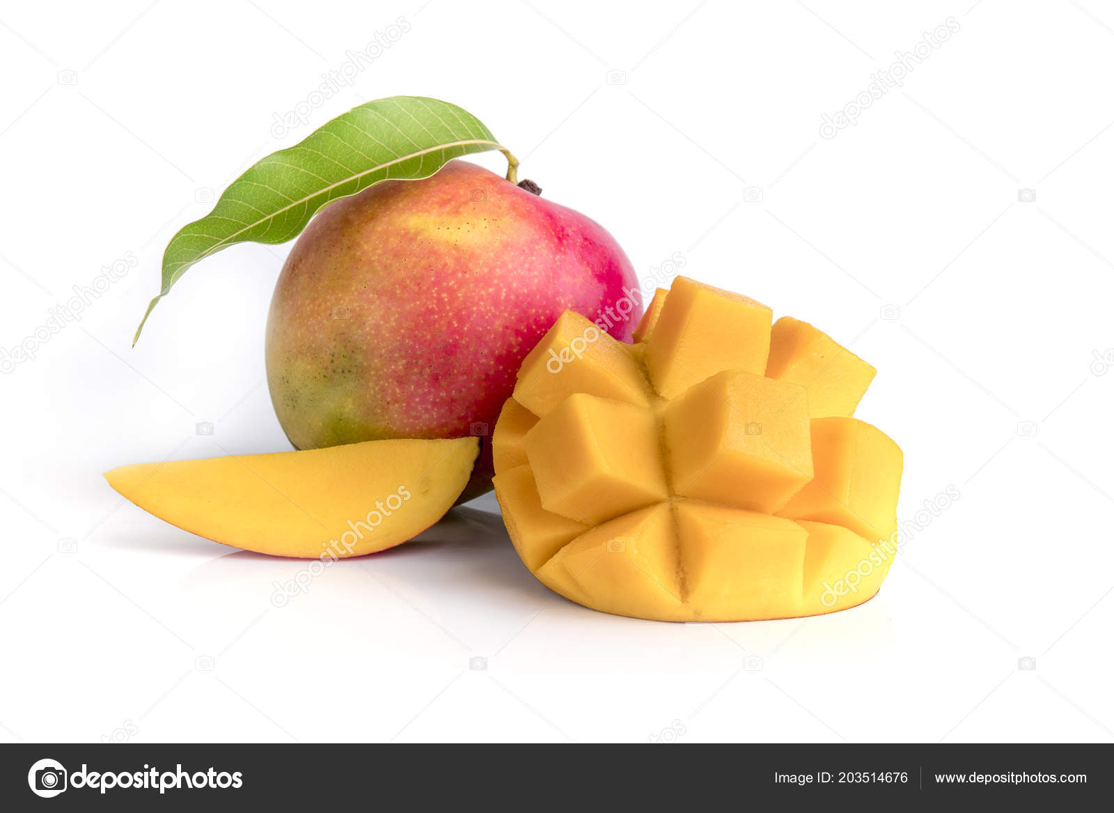 Whole Sliced Mango Fruit Isolated White Background — Stock Photo ...