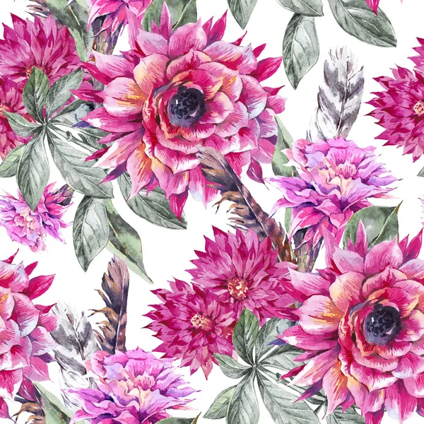 Classical Vintage Floral Seamless Pattern Watercolor Bouquet Of