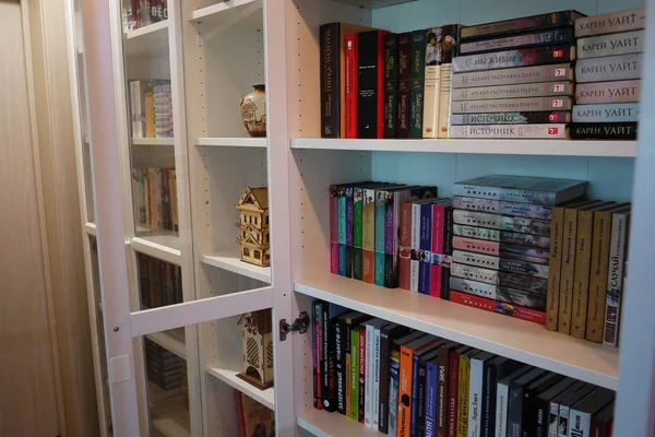 Bookcase with bookshelves. Details and close-up. - Stock Image - Everypixel