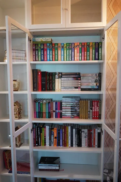 Bookcase with bookshelves. Details and close-up. - Stock Image - Everypixel