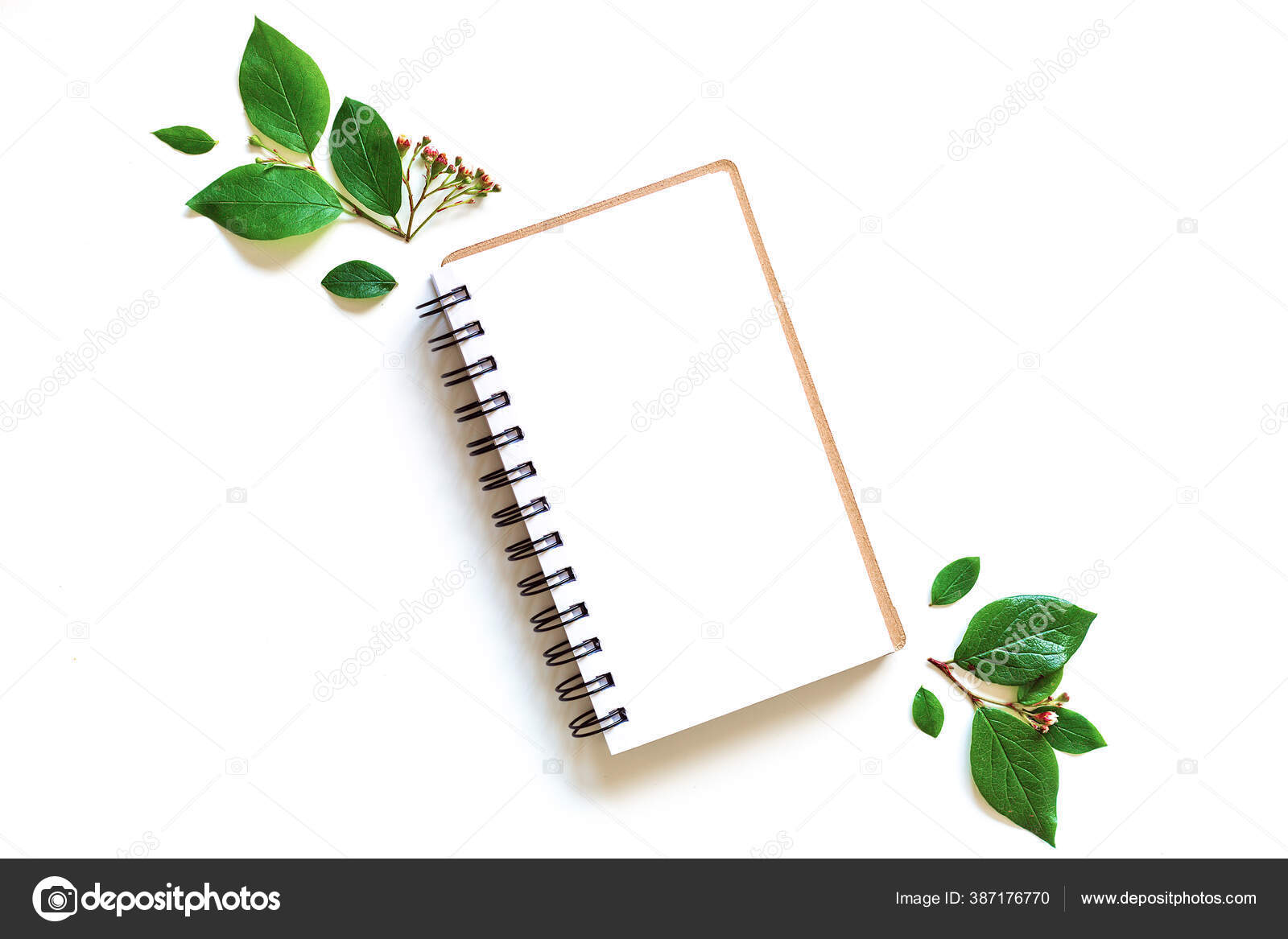Notepad Mockup Leaves Paper Art Style Green Background Green Leaf Stock ...