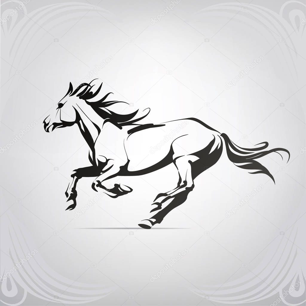 Silueta vectorial de un caballo en carrera 2024