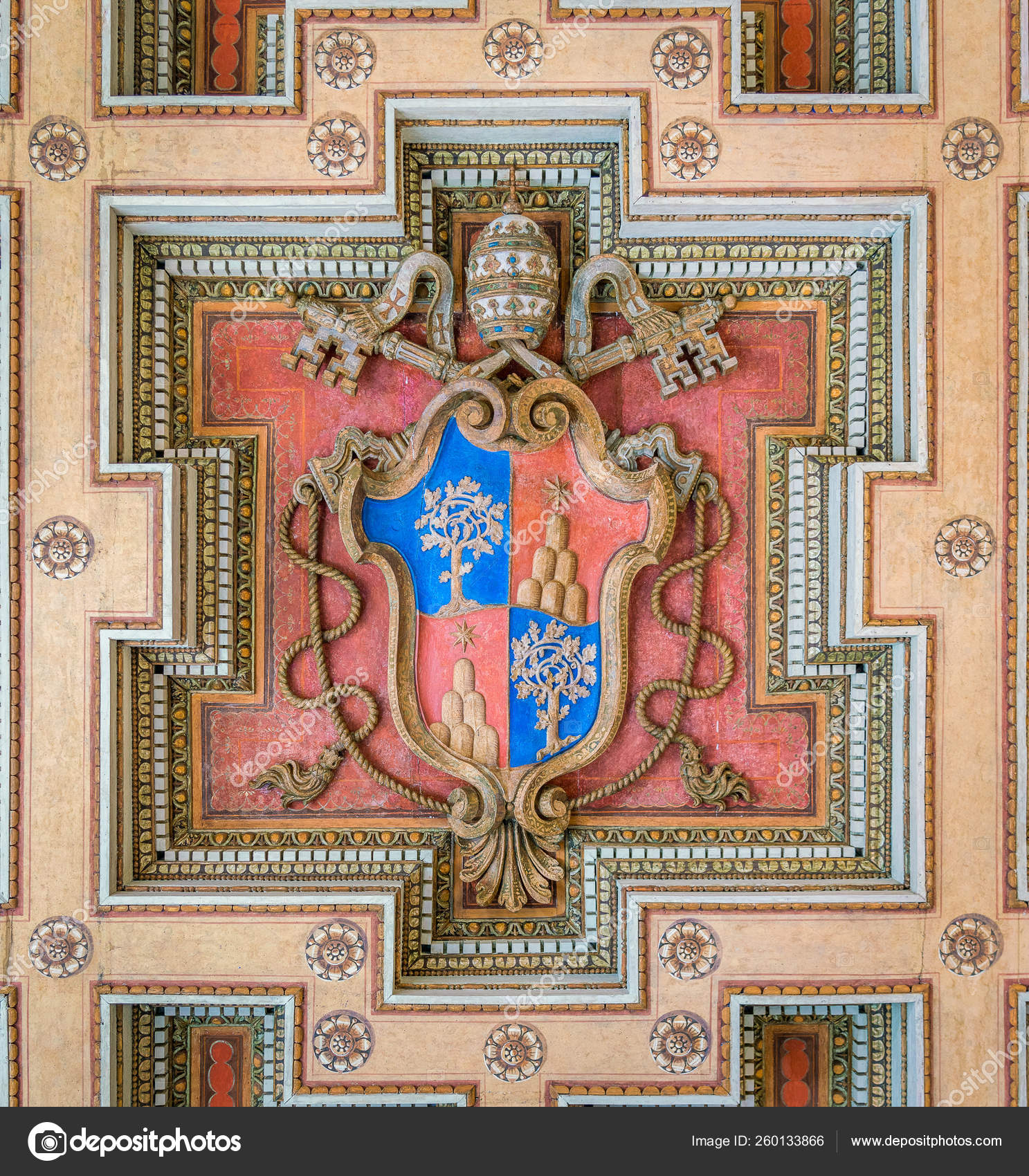 Pope Alexander VII coat of arms in the ceiling of the Capitoline ...