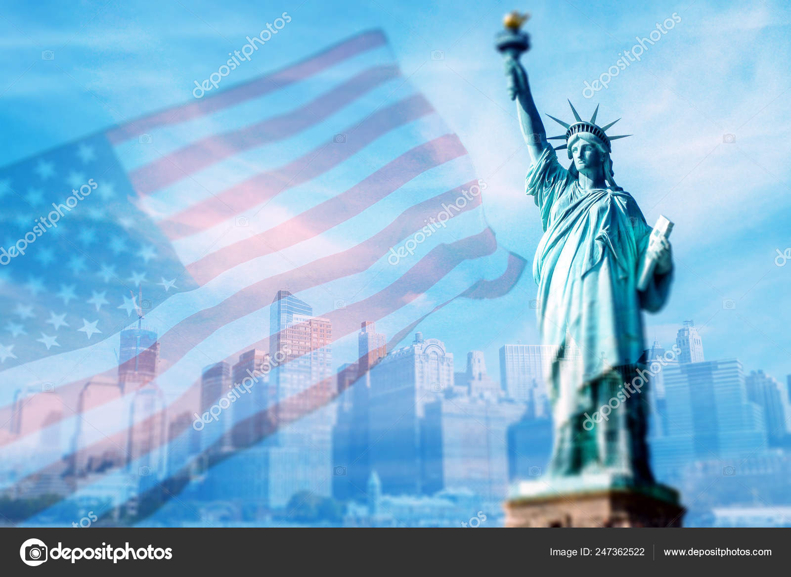 4th Of July Statue Of Liberty Flag