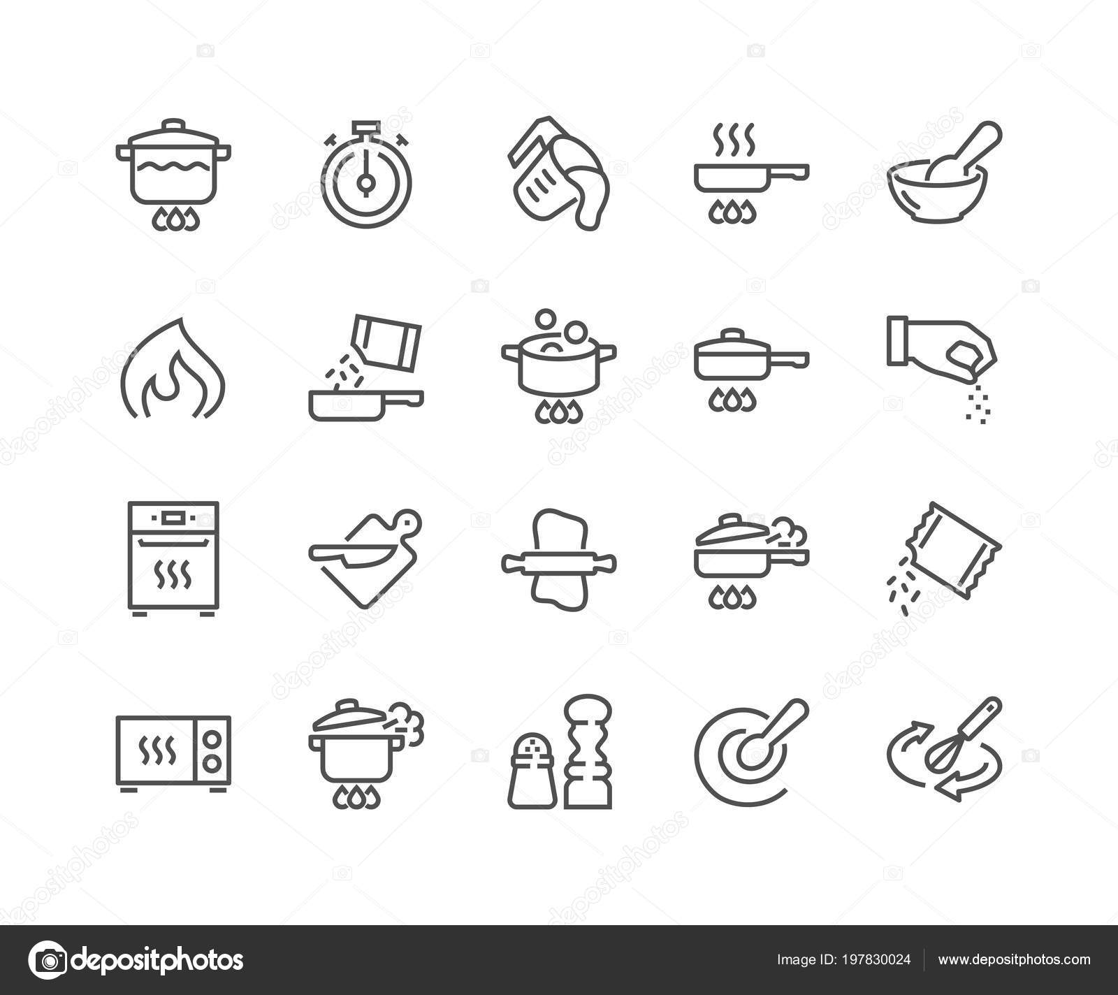 Line Cooking Icons Stock Vector Image by ©davooda #197830024