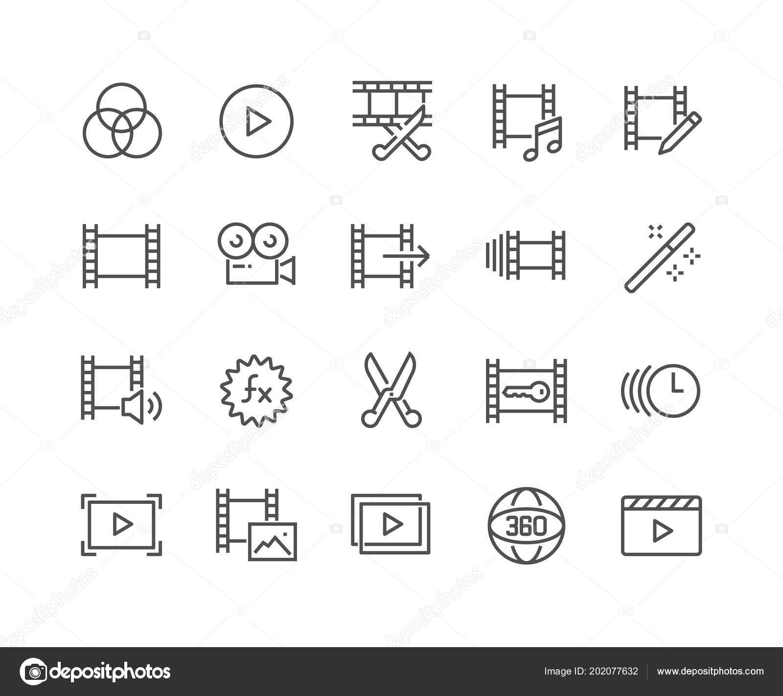Line Video Editing Icons Stock Vector by ©davooda 202077632