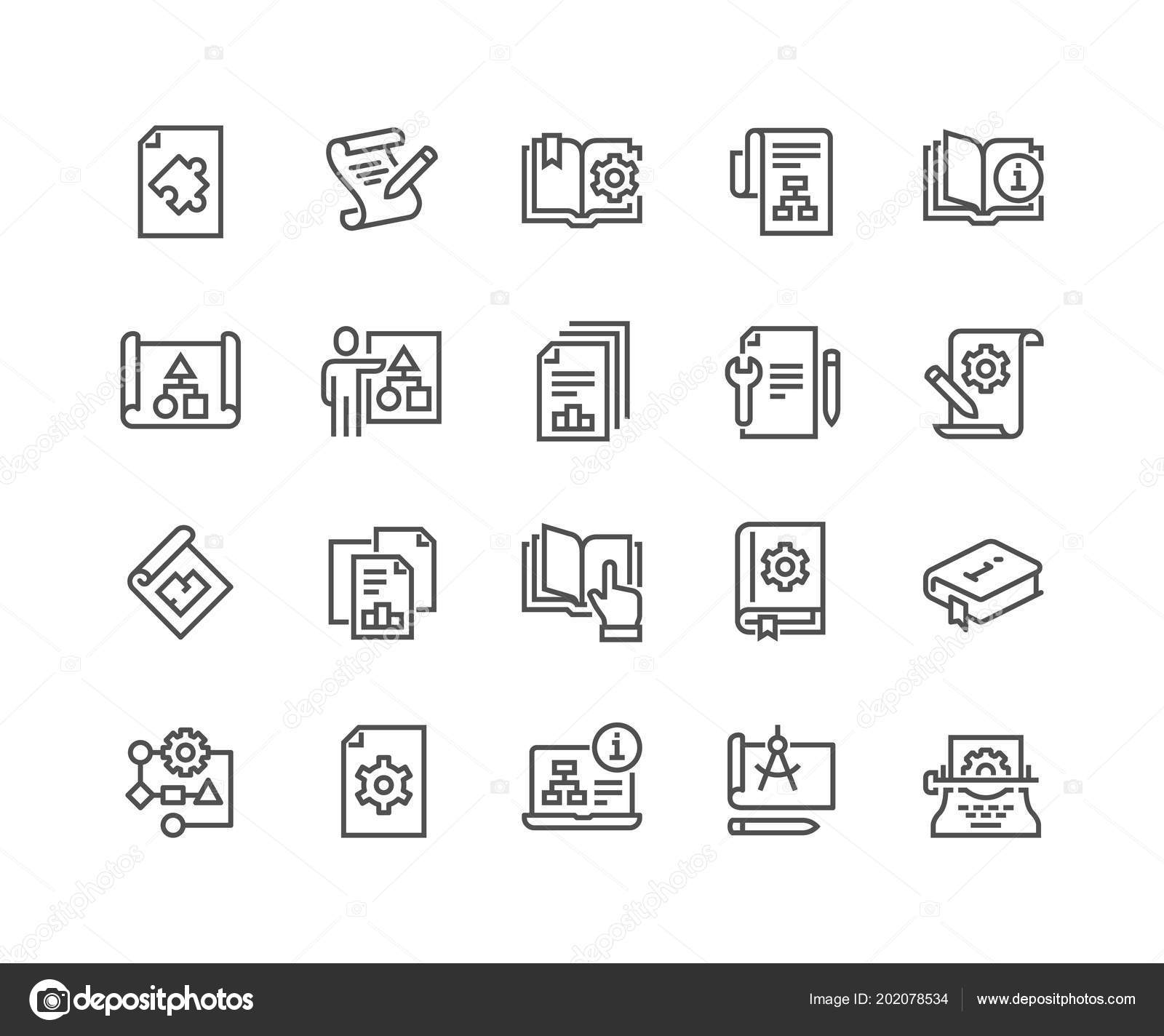 Line Technical Documentation Icons Stock Vector Image by ©davooda ...