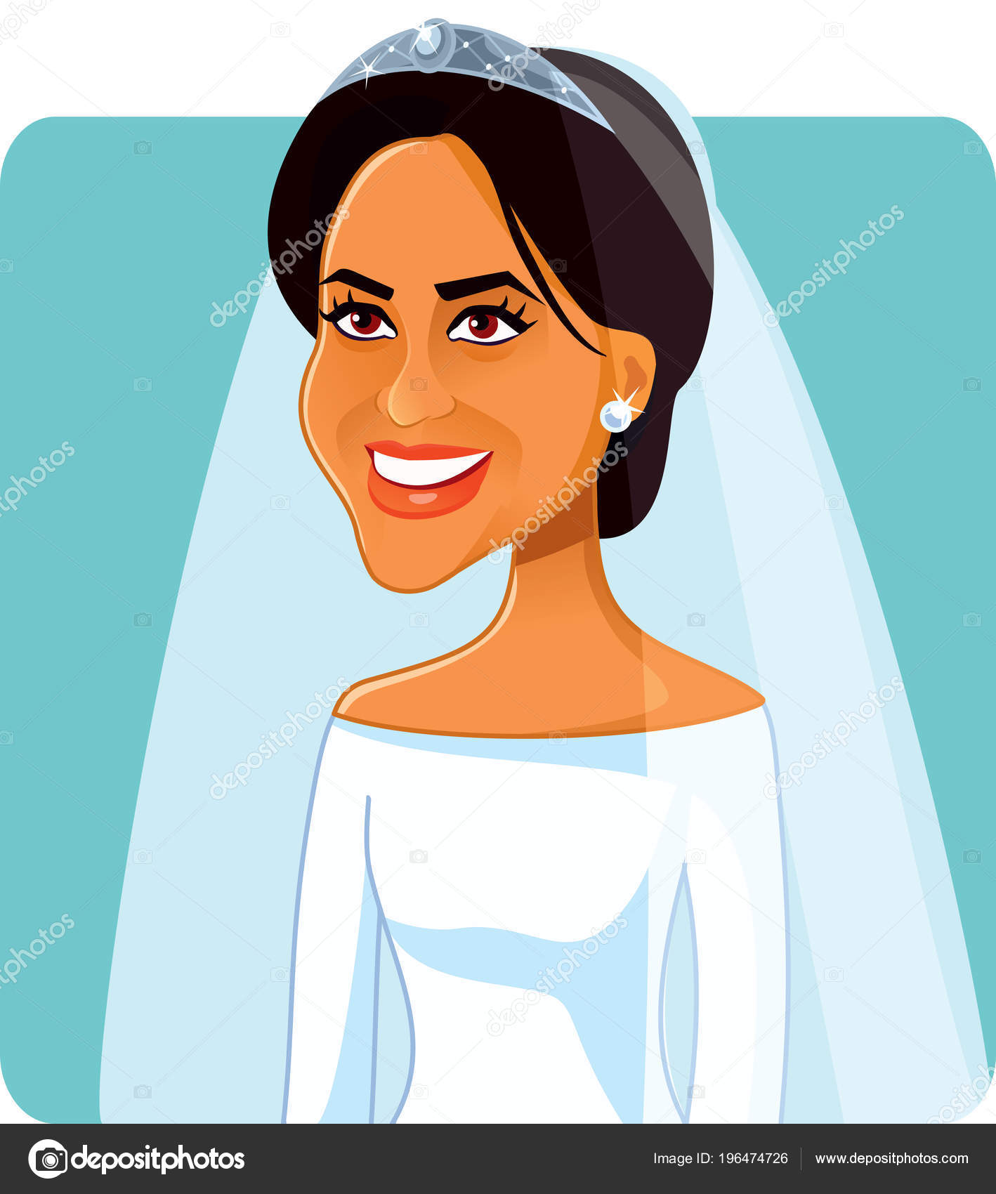 London May Meghan Markle Wedding Dress Vector Portrait Stock Vector ...