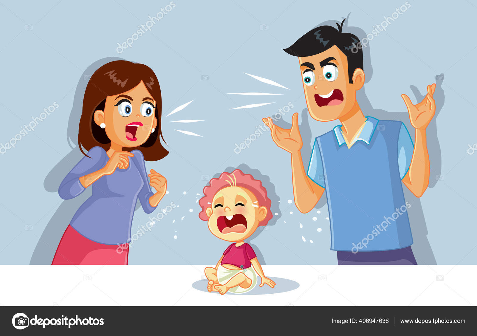 Crying Family Cartoon