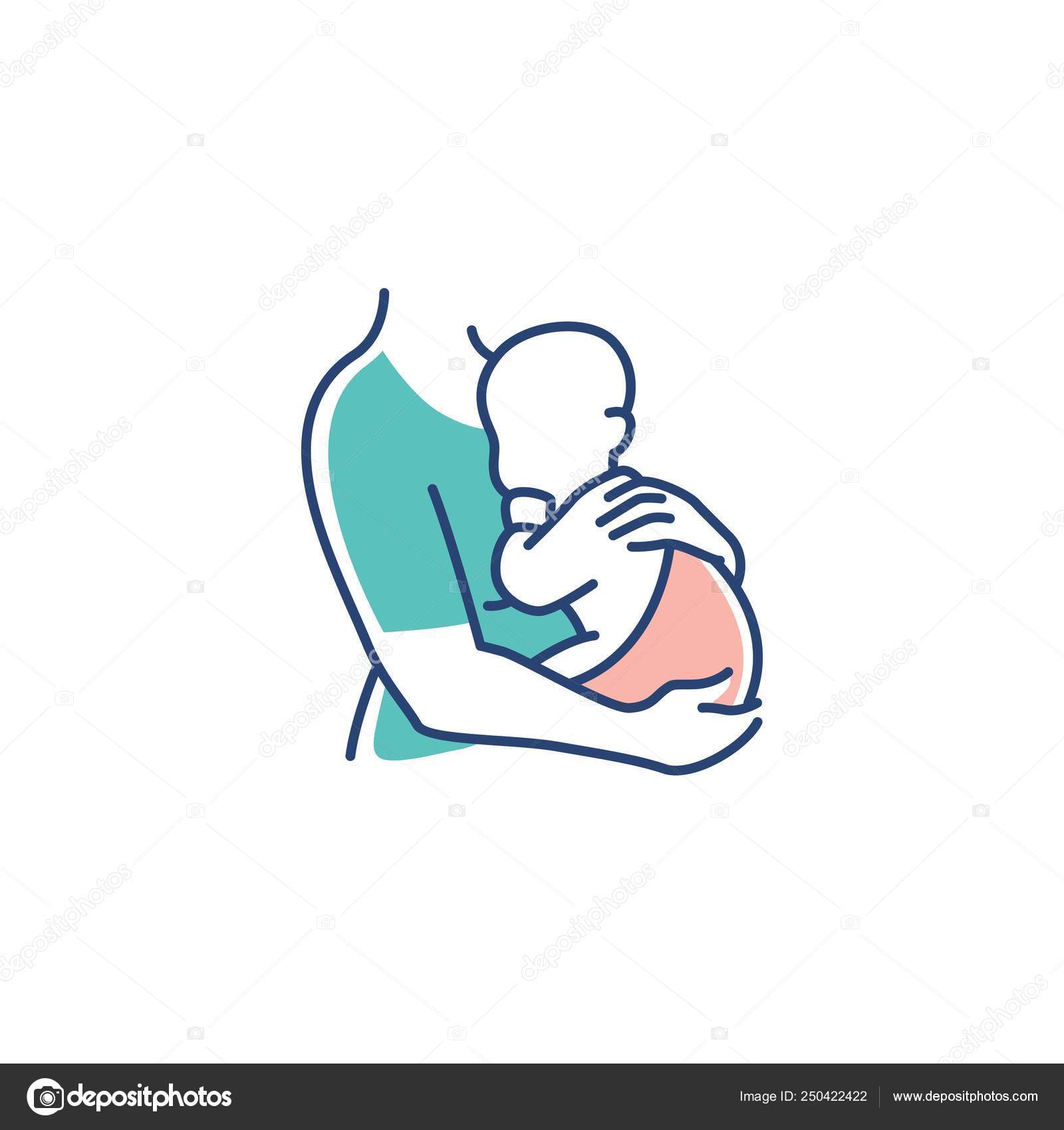Mom and baby logo, maternal woman holding a newborn baby in her arms ...