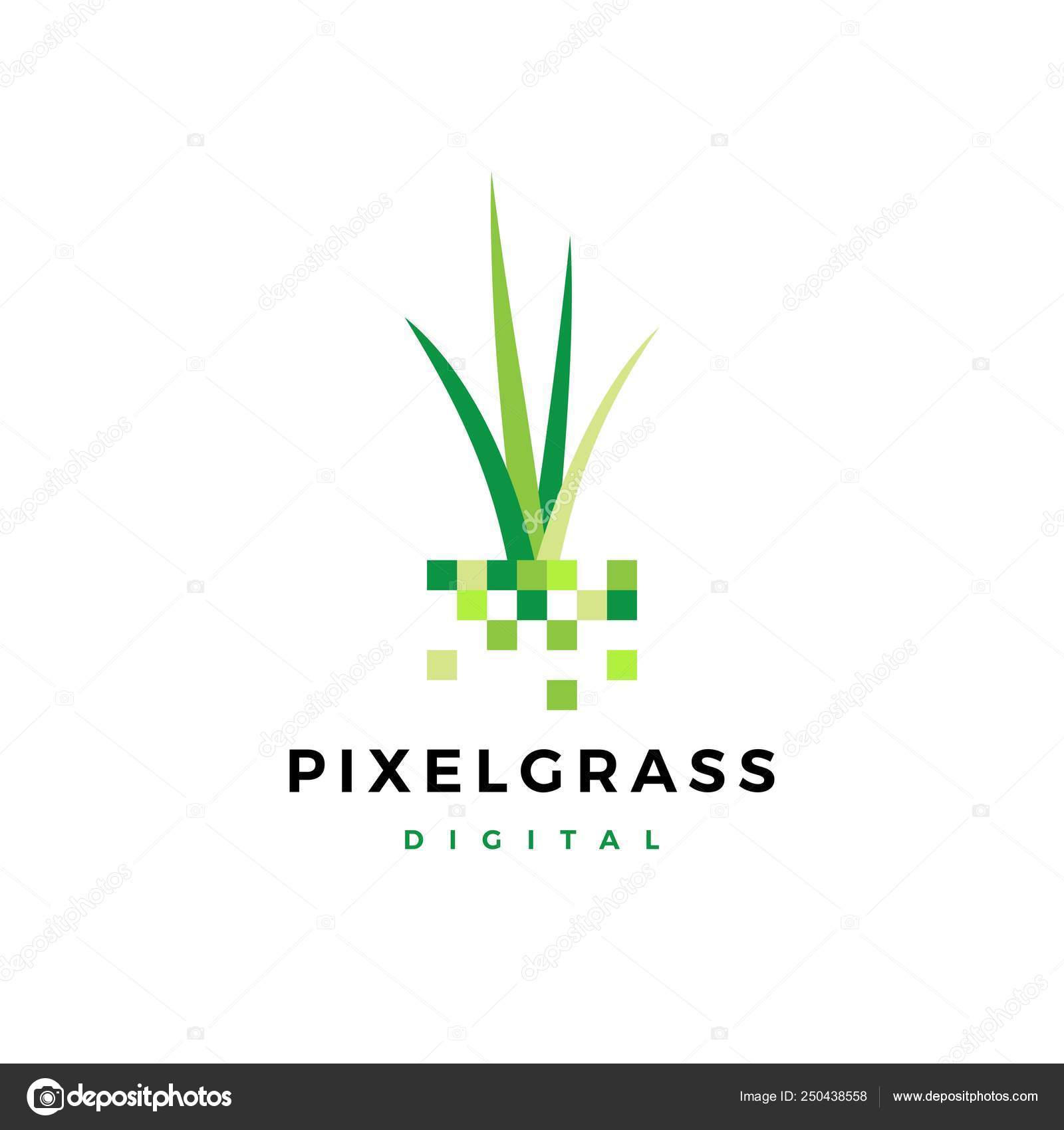 Pixel grass root logo vector icon illustration Stock Vector Image by ...