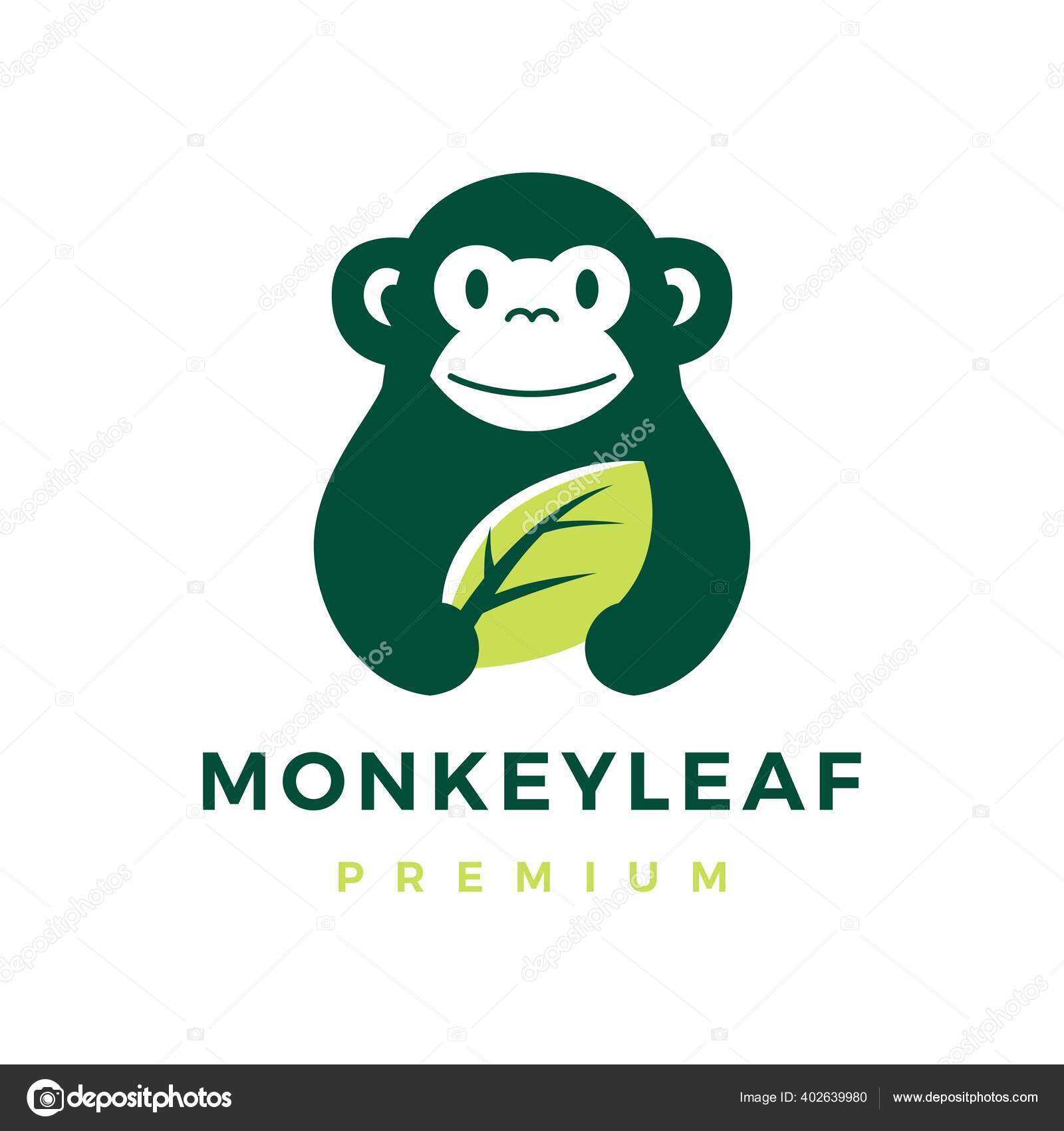 Simio Hoja Logo Vector Icono Ilustración — Vector de stock ...