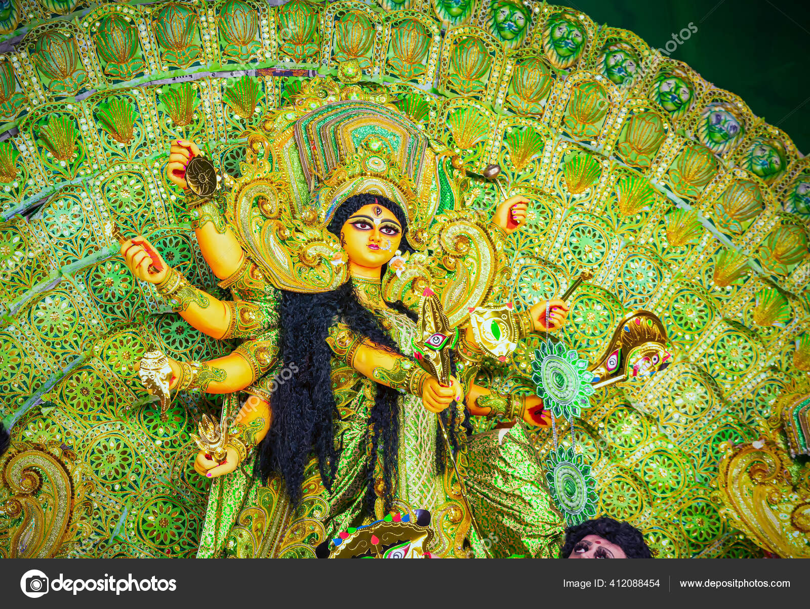 Close View Maa Durga Face Durga Puja Festival Durga Puja — Stock Photo ...