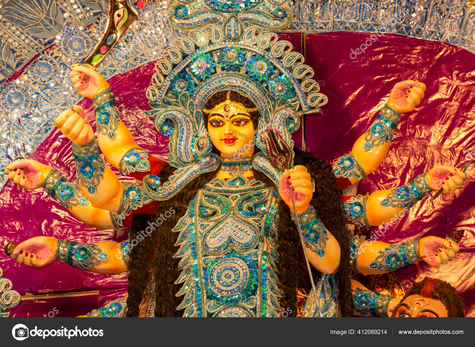 Close View Maa Durga Face Durga Puja Festival Durga Puja — Stock Photo ...