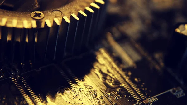 Close up of Electronic Circuits in Technology on Mainboard, system ...