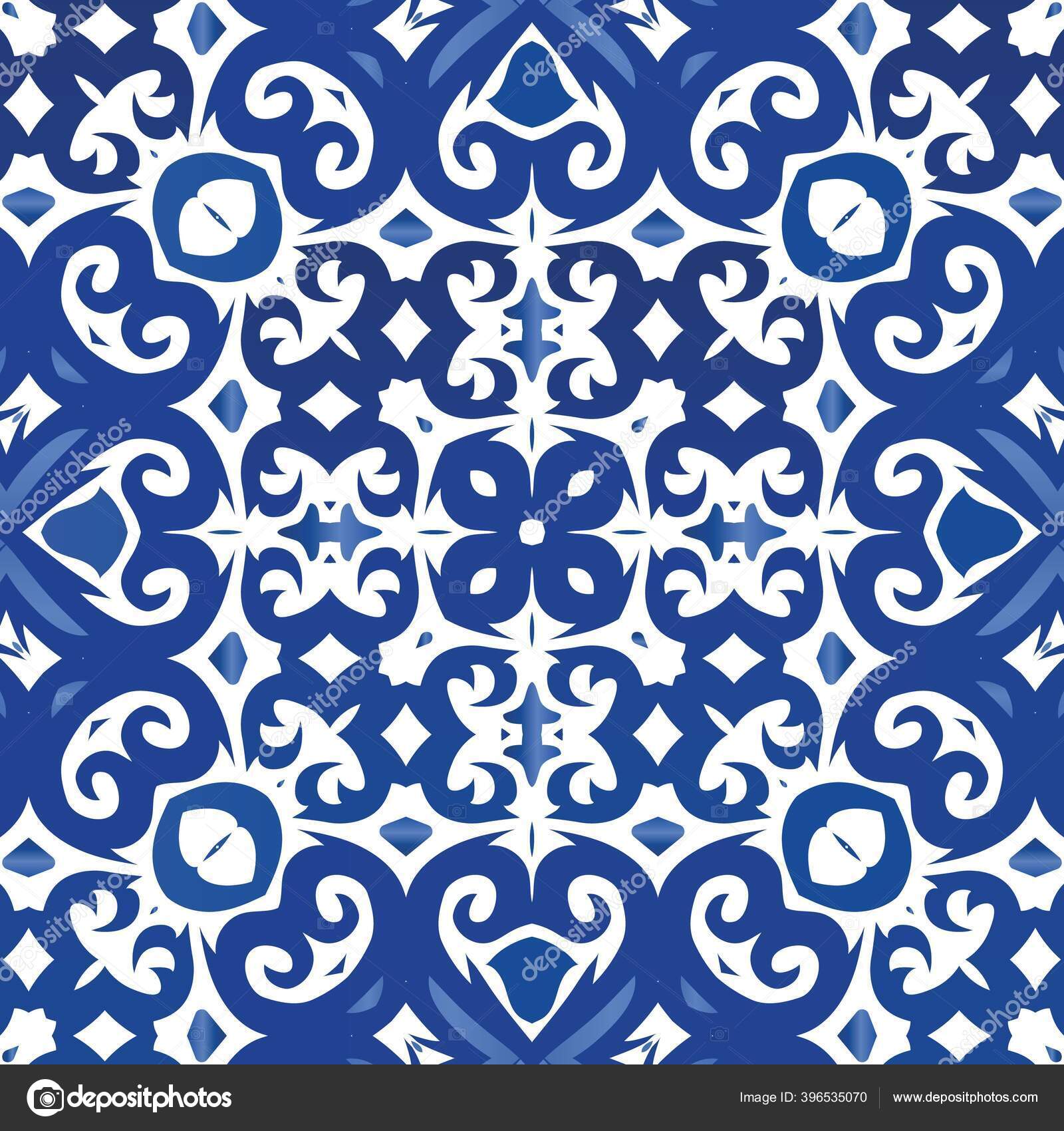 Antique Azulejo Tiles Patchwork Universal Design Vector Seamless ...