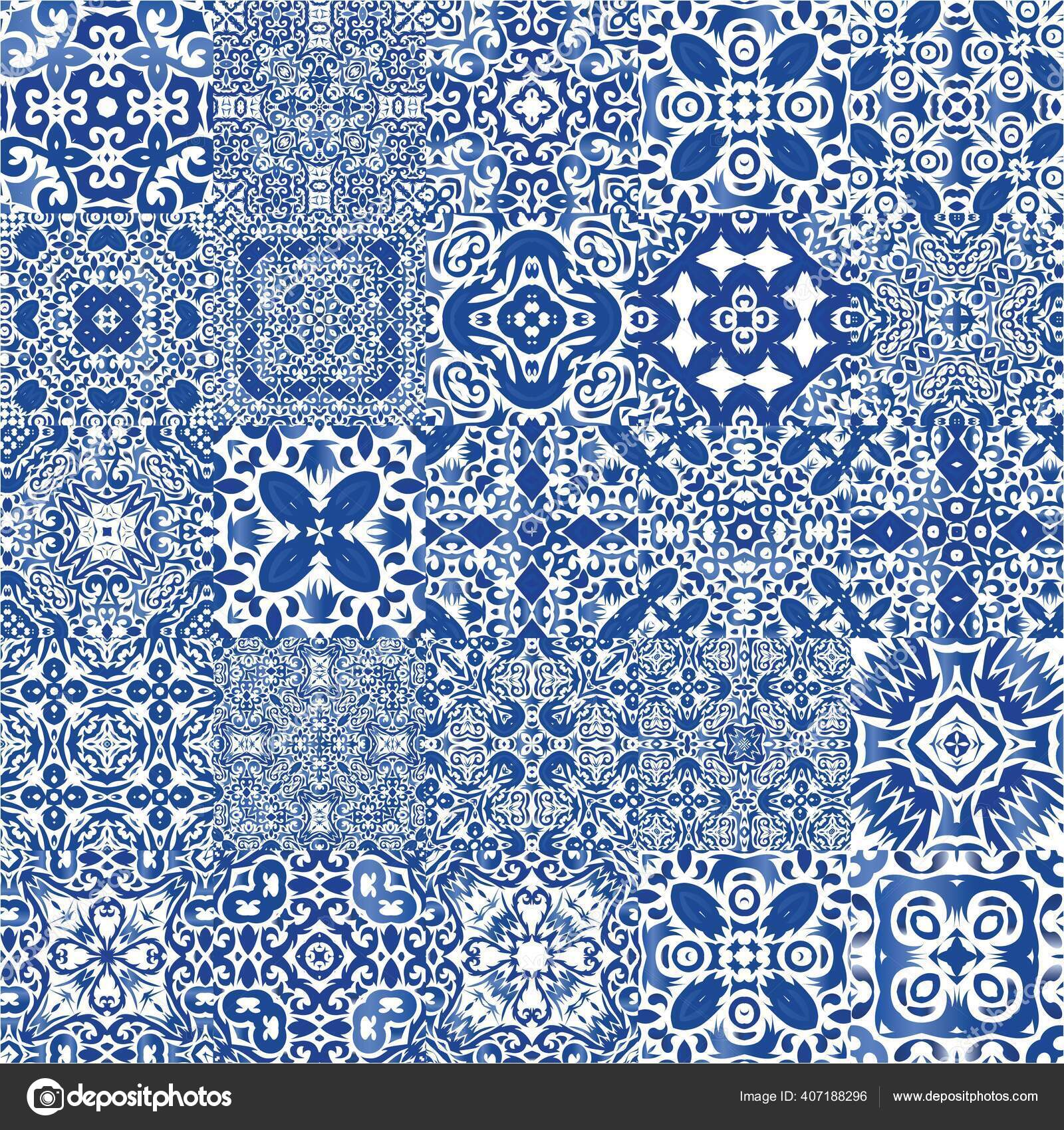 Antique Portuguese Azulejo Ceramic Modern Design Kit Vector Seamless ...