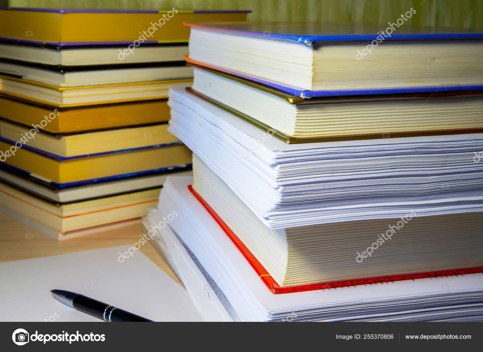 Stack Books Papers Desktop Symbolizing Learning Laws Regulations Huge ...