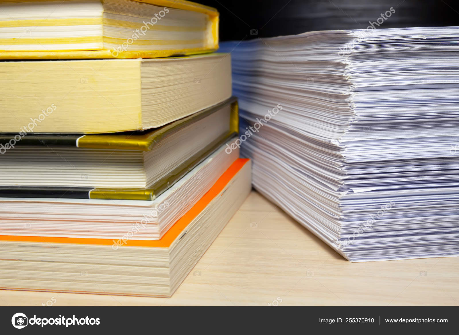 Stack Books Papers Desktop Symbolizing Learning Laws Regulations Huge ...