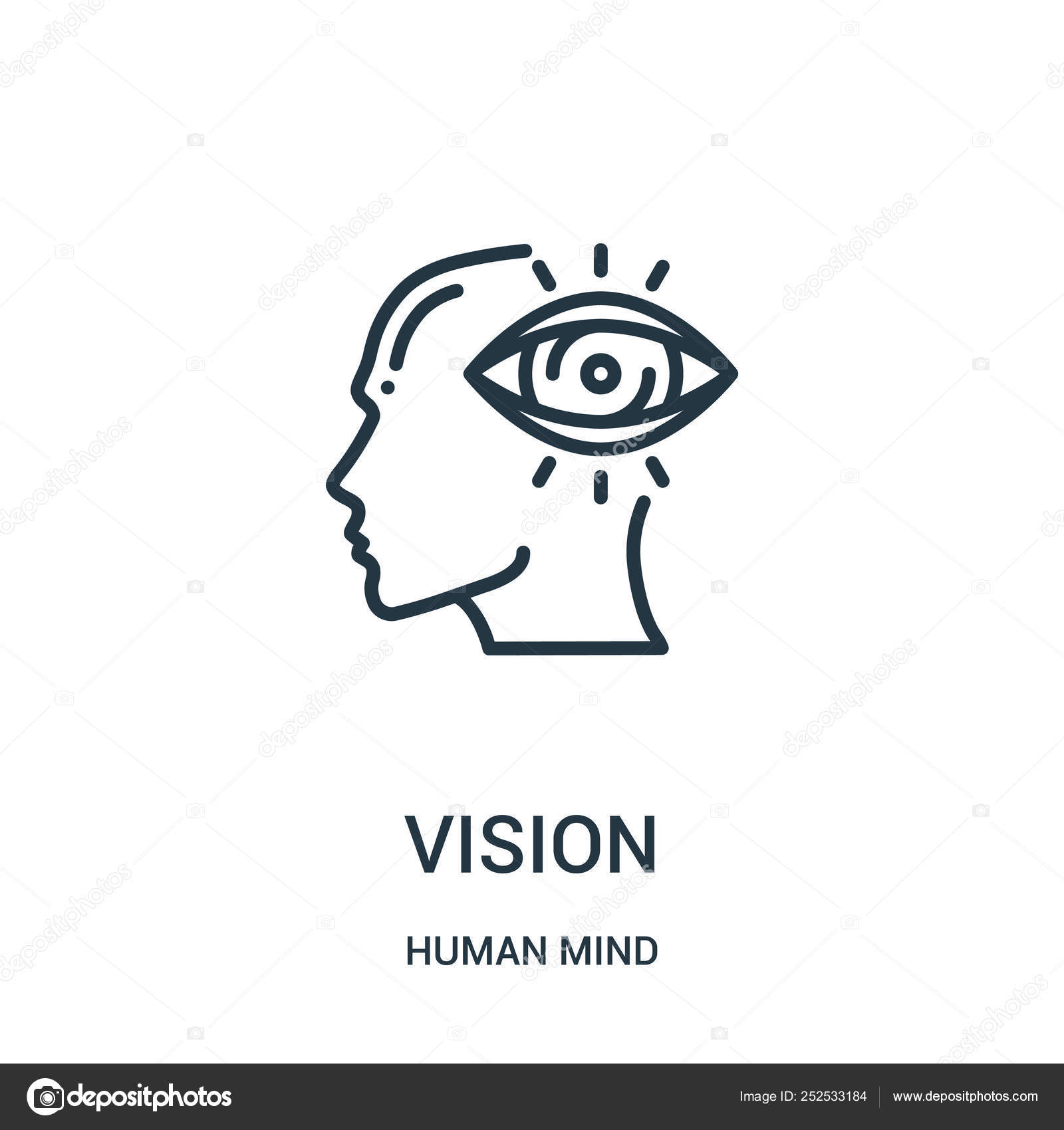 Vision icon vector from human mind collection. Thin line vision outline ...