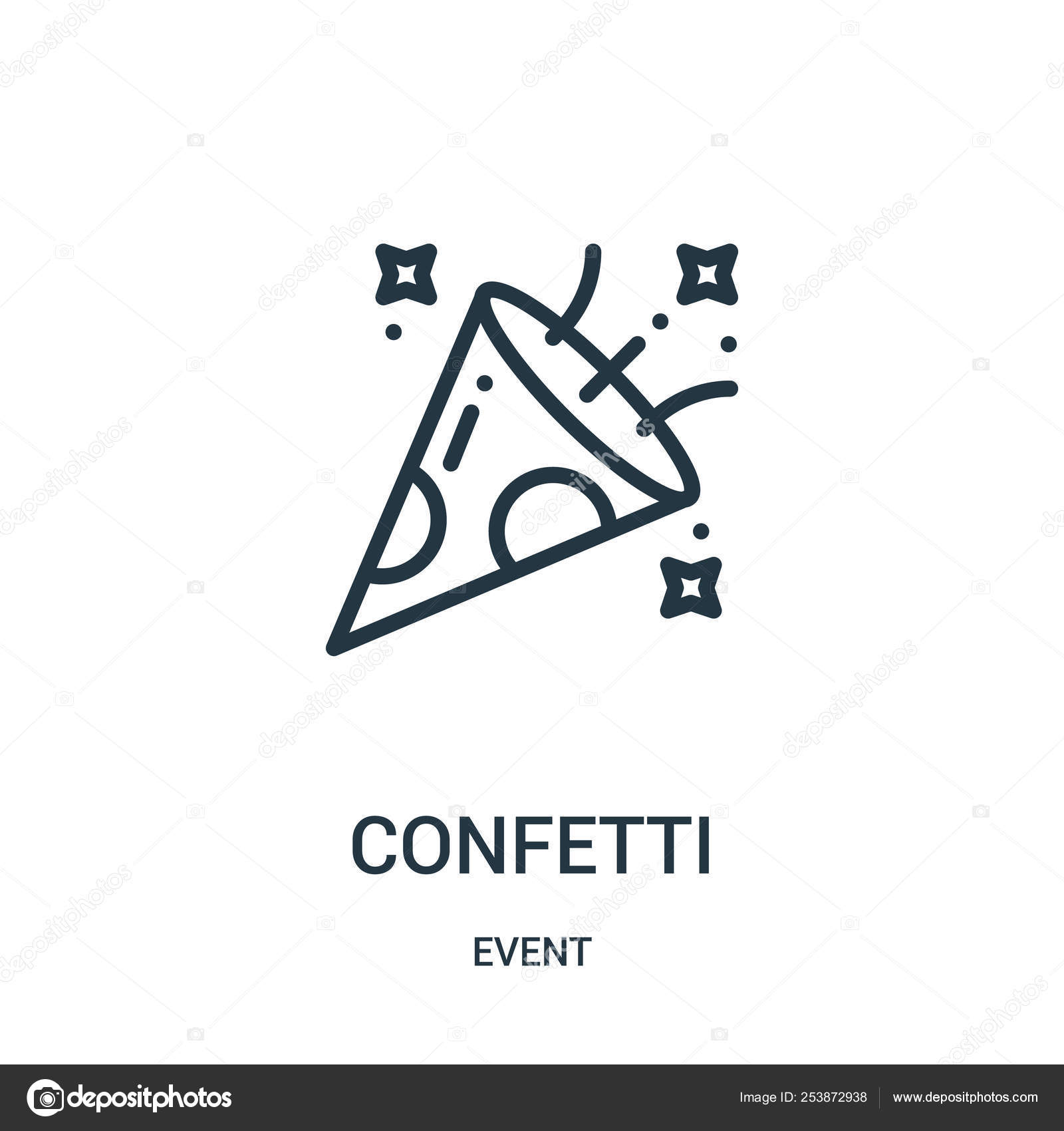 Confetti icon vector from event collection. Thin line confetti outline ...