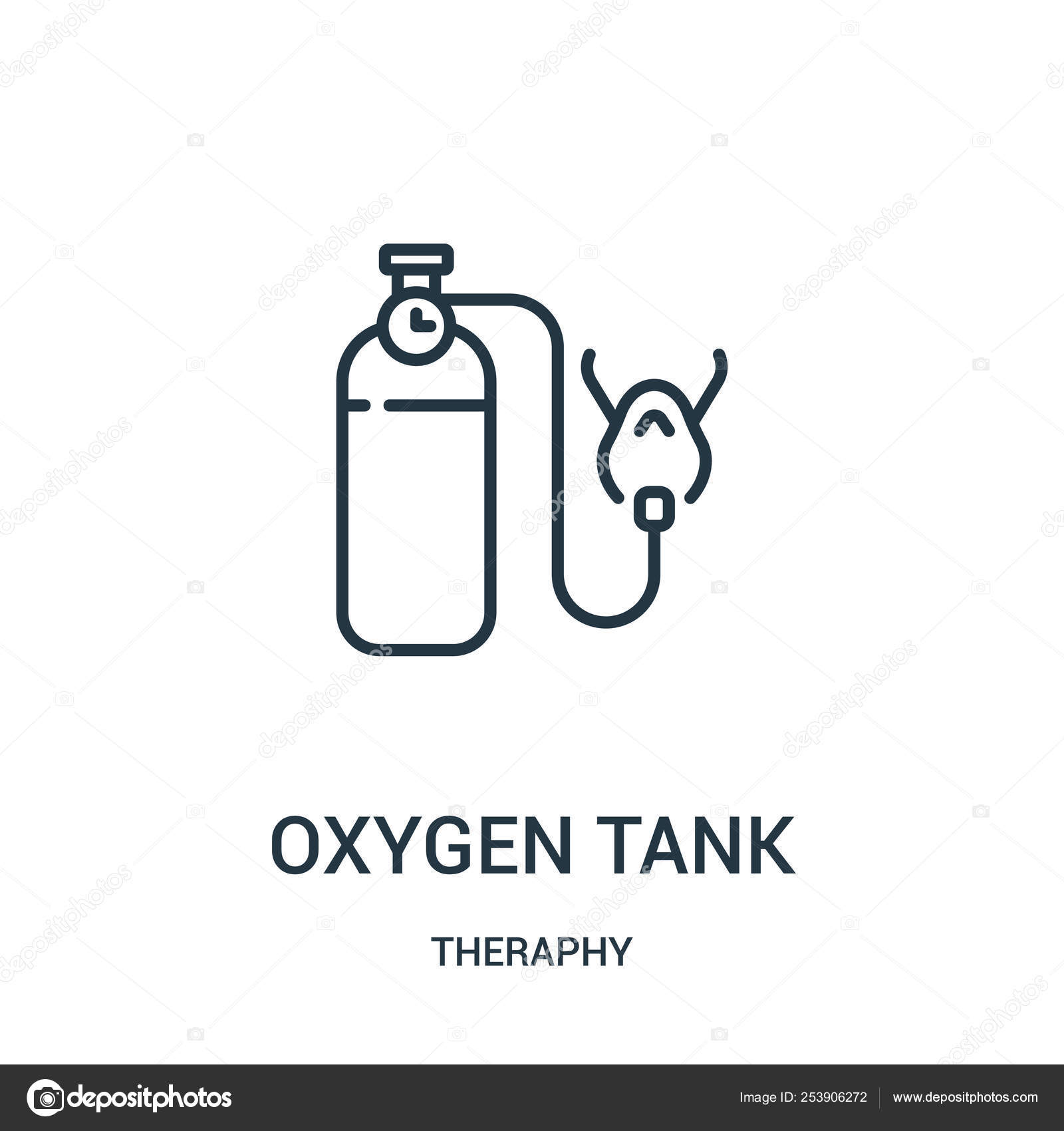 Oxygen tank icon vector from theraphy collection. Thin line oxygen tank ...