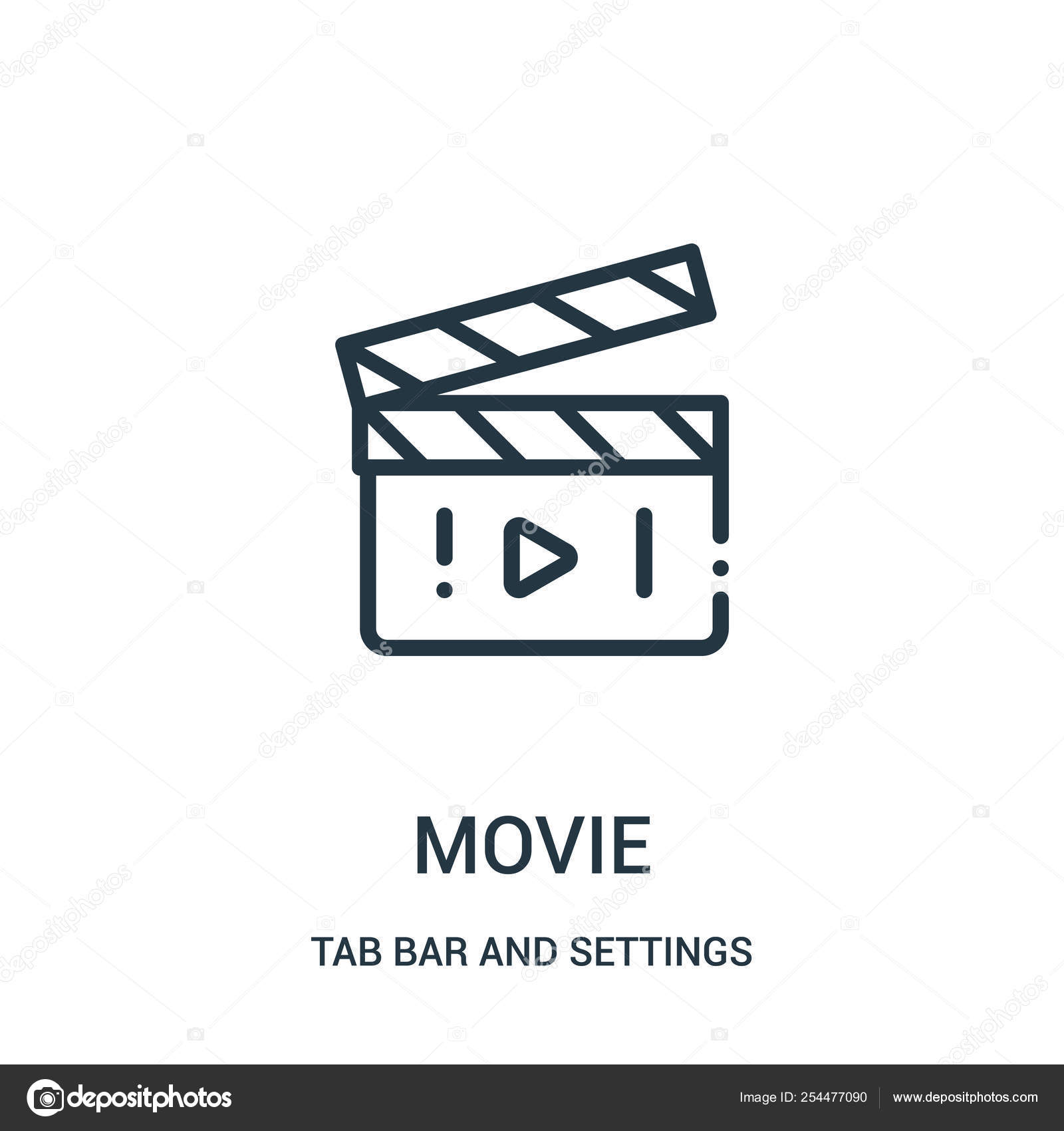 Movie icon vector from tab bar and settings collection. Thin line movie ...
