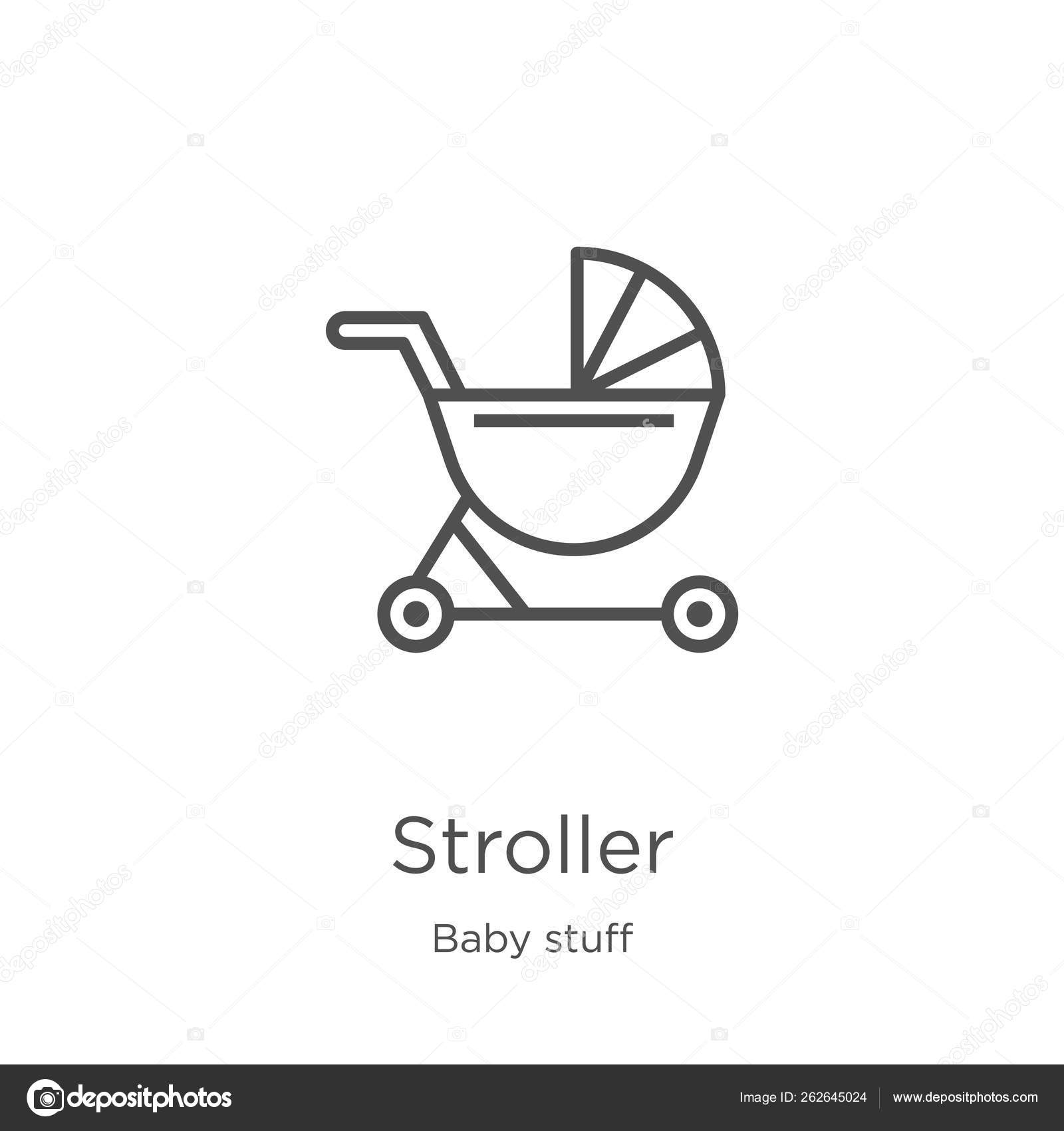 Stroller icon vector from baby stuff collection. Thin line stroller ...