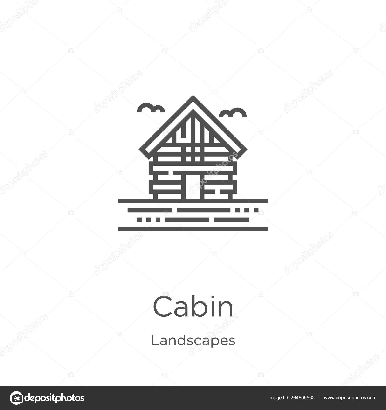 Cabin icon vector from landscapes collection. Thin line cabin outline ...