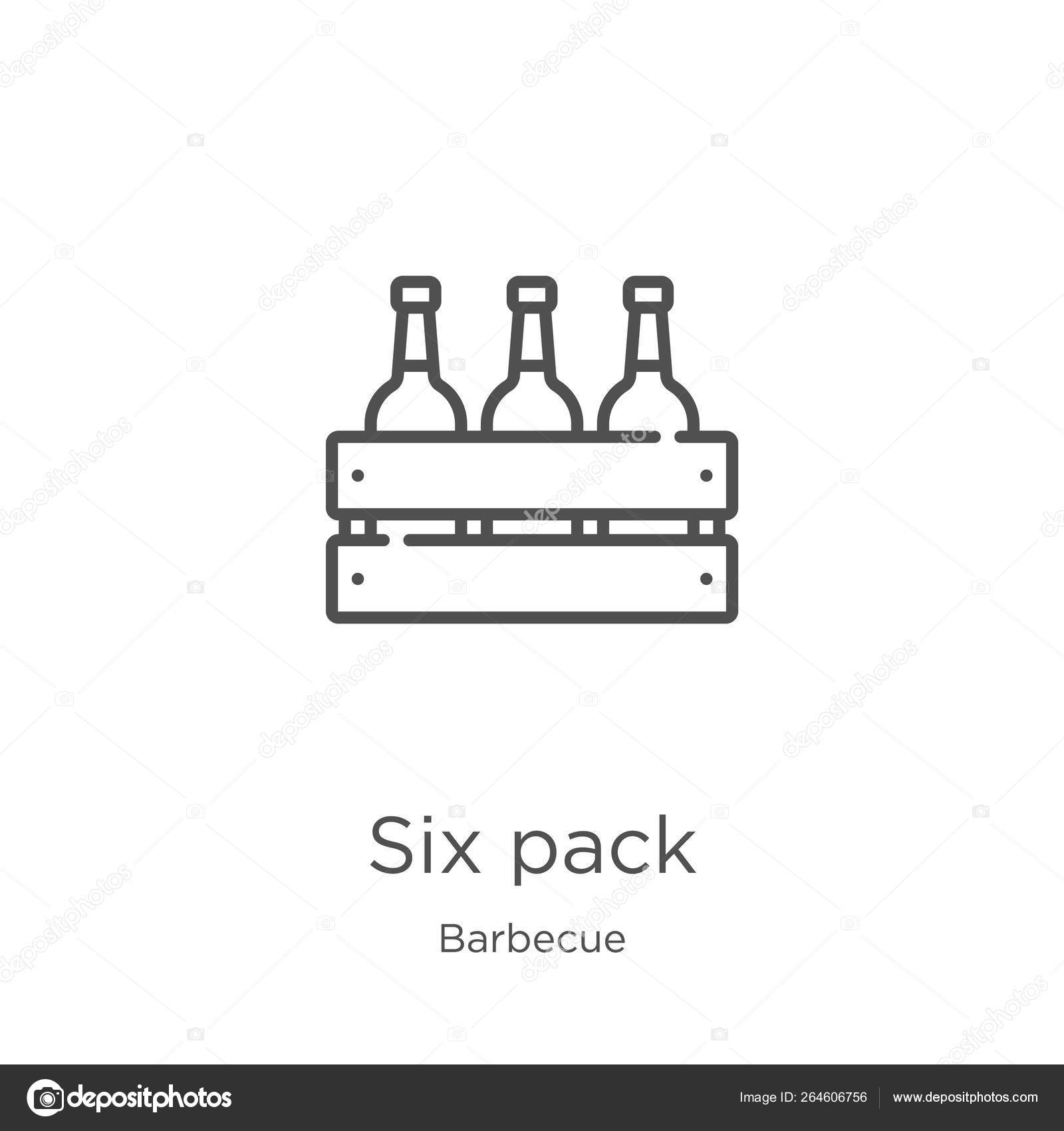 Six pack icon vector from barbecue collection. Thin line six pack ...
