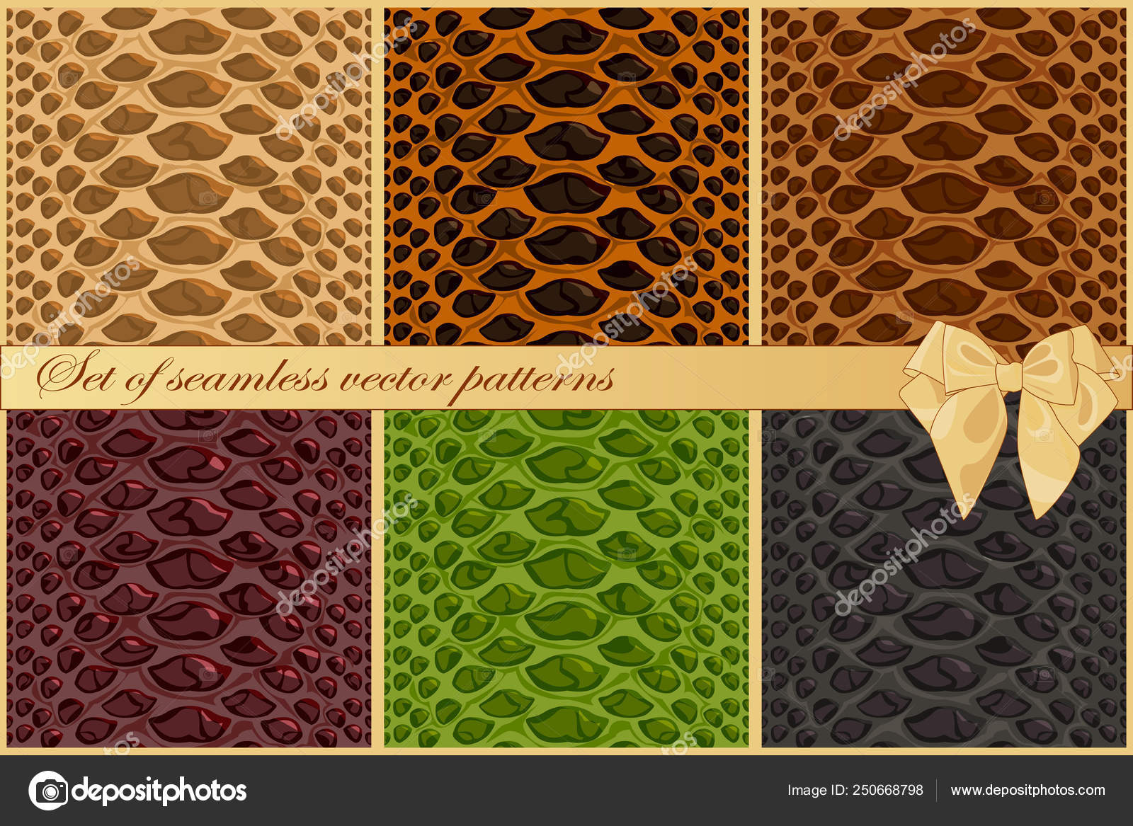 Set of snake and reptile skin vector patterns. Six fashion textures ...
