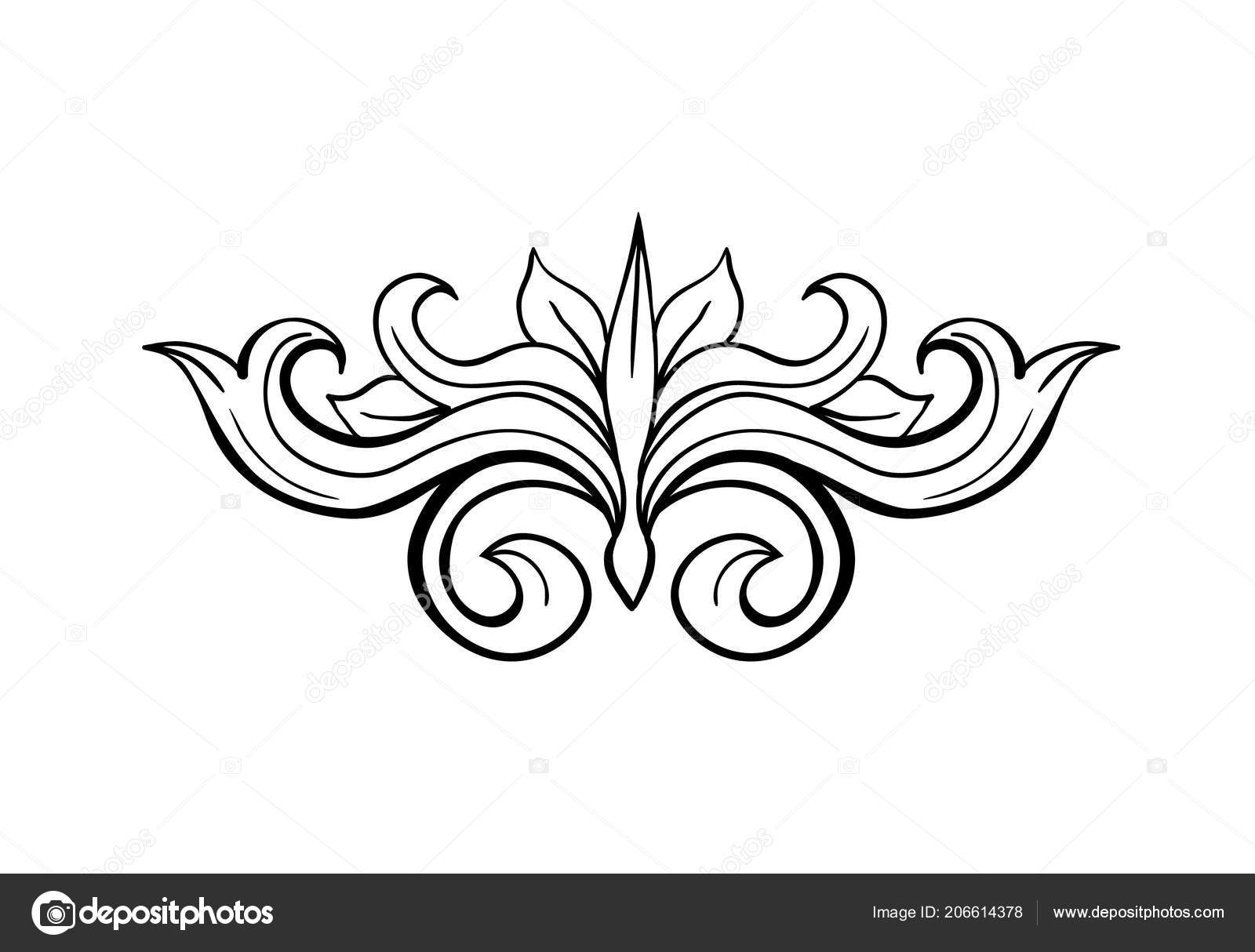 Black Decorative Element Italian Flourish Baroque Style — Stock Vector ...